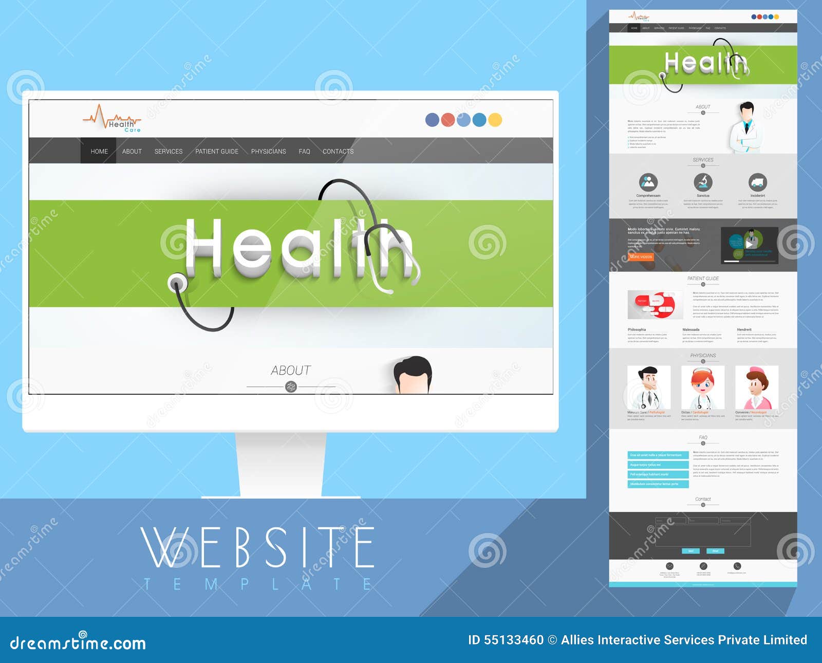 Health and Medical Website Template Layout. Stock Illustration ...