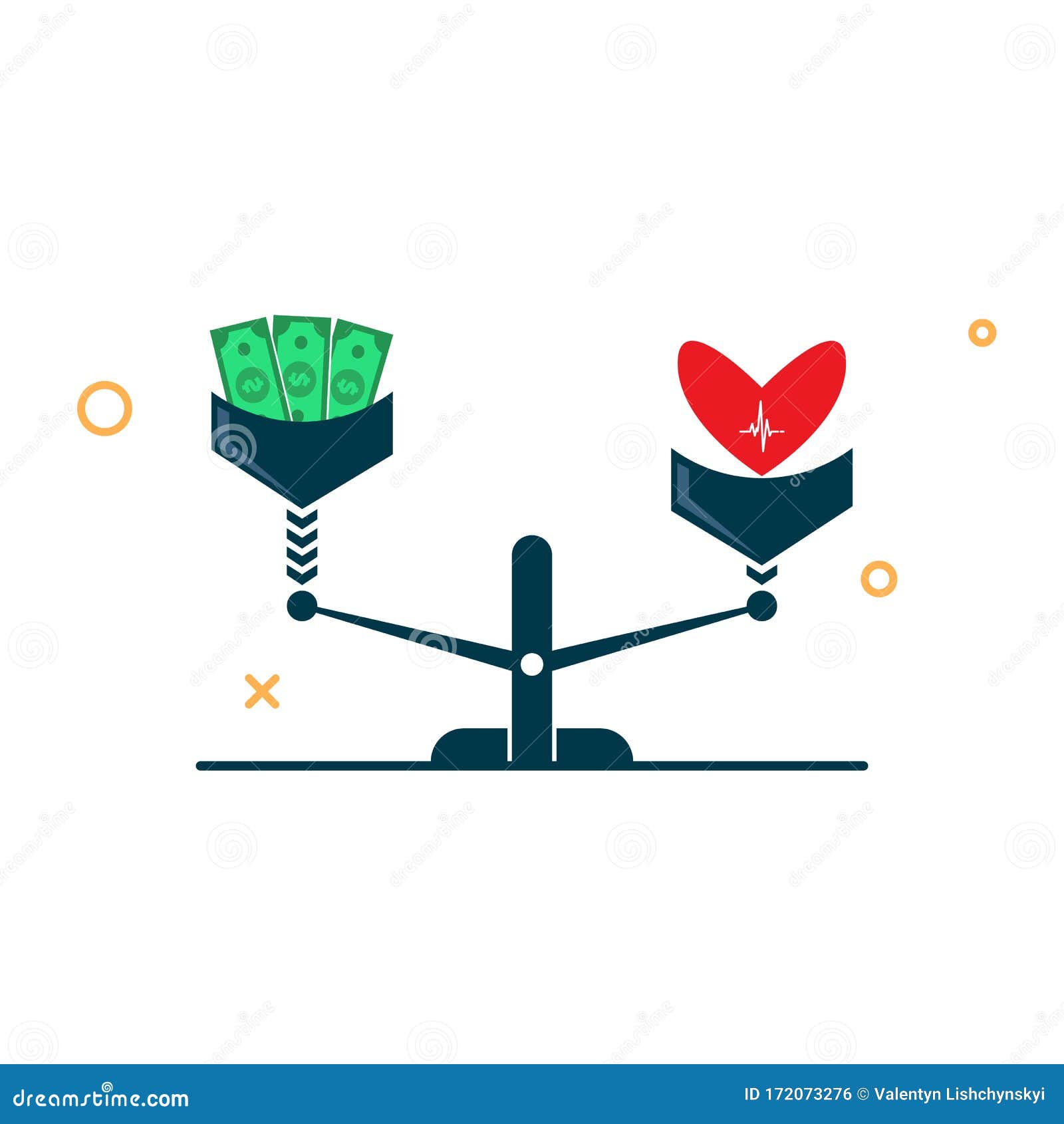 Health Or Money On Scales Health Is More Important Than Money Vector