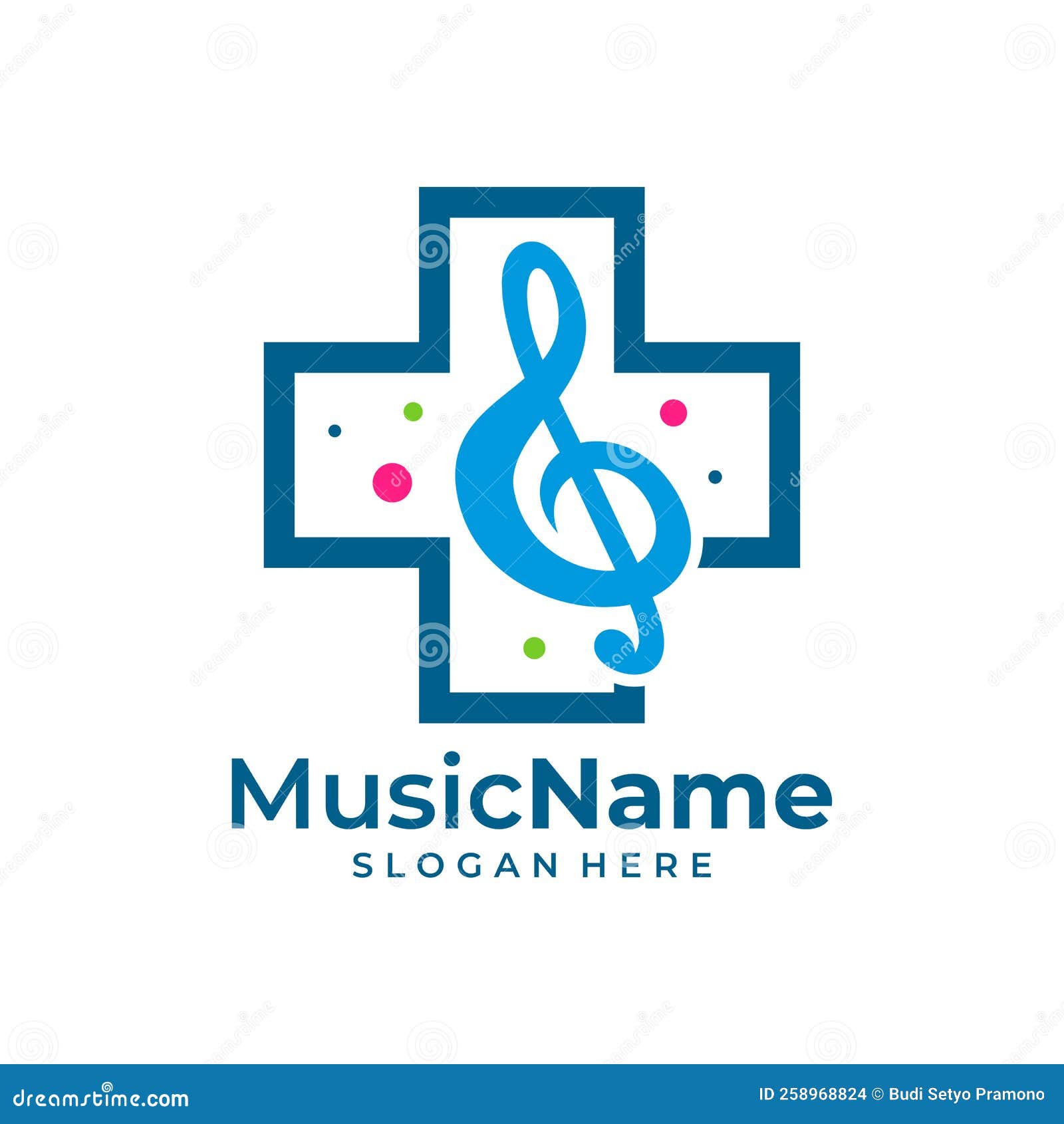 Health Music Logo Vector. Music Plus Logo Design Template Stock ...