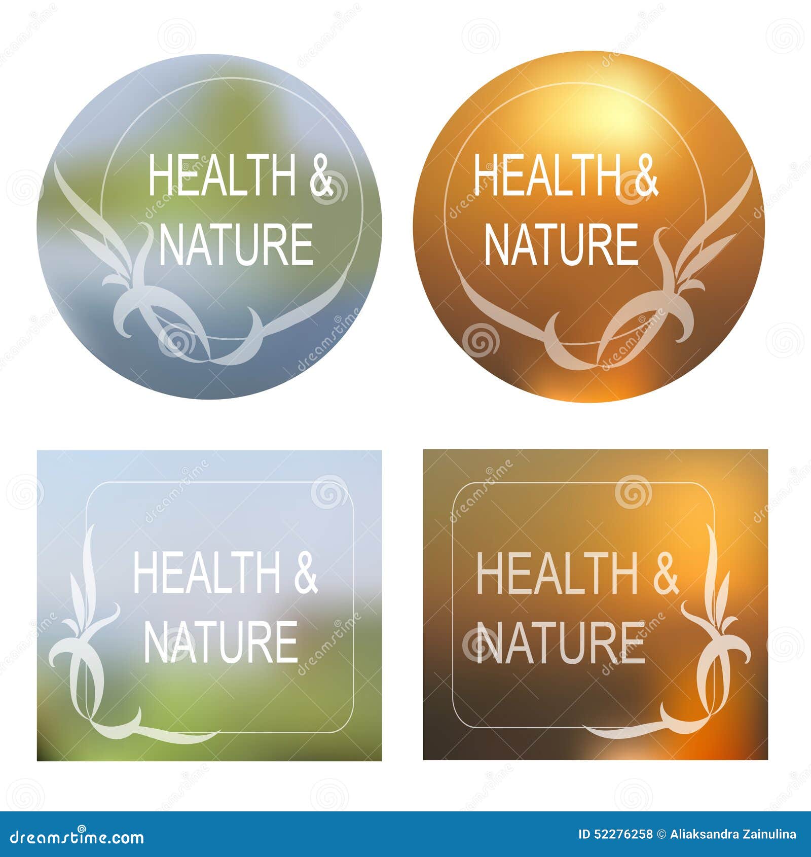 Health and Nature Vector Background, Decorative Frame Set Stock Vector ...