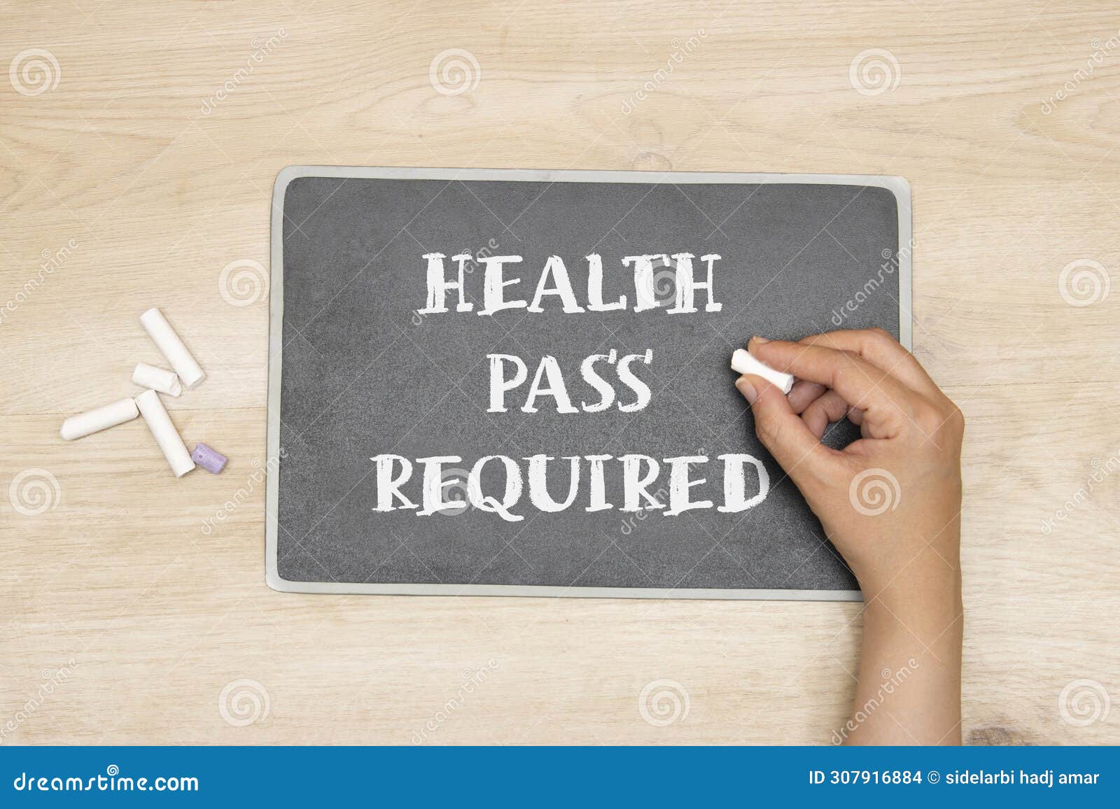 Health Pass Required Written in Chalkboard Stock Photo - Image of ...