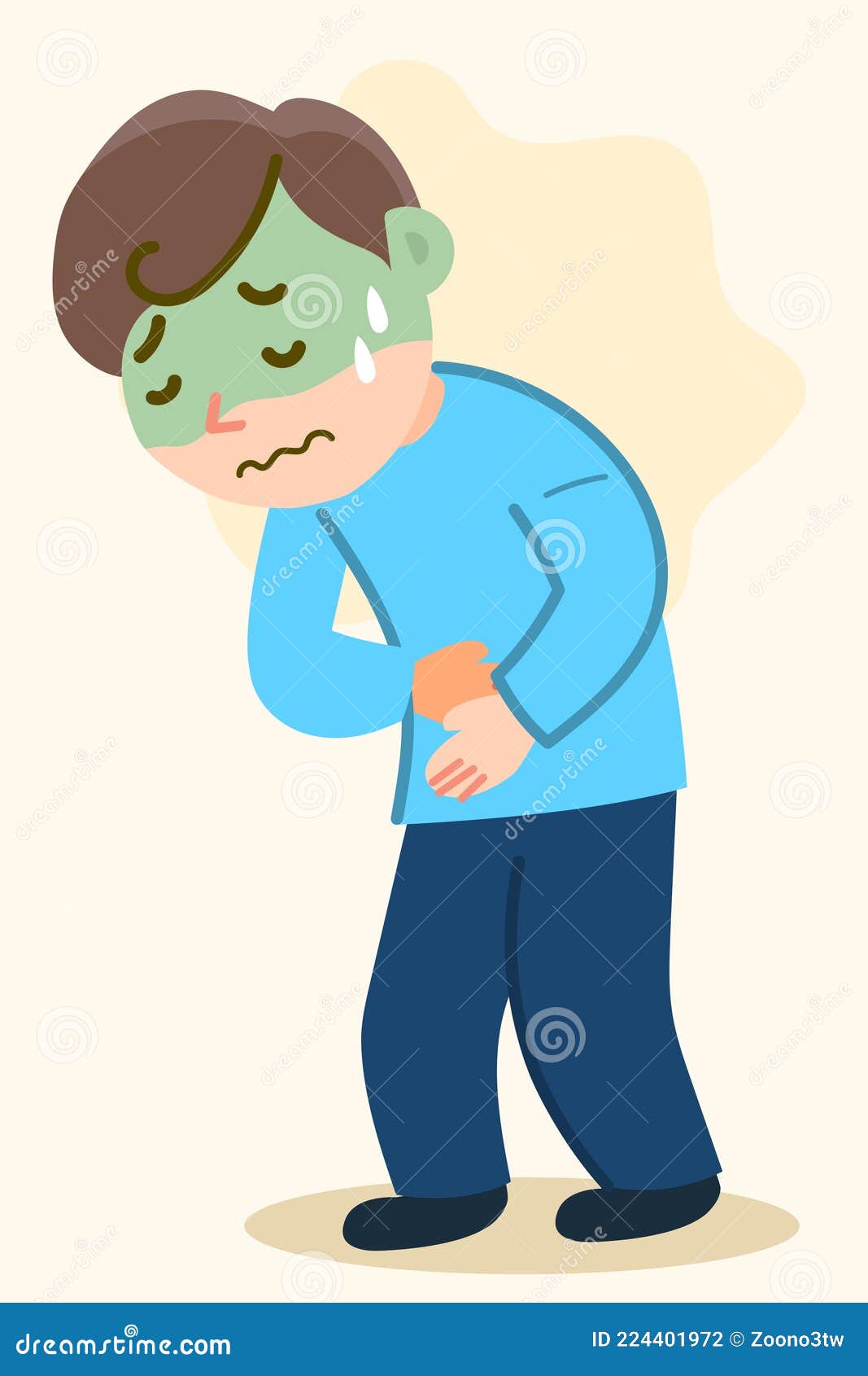 Man With Uncomfortable Stomach. Guy Holding Hands Over Stomach Vector ...