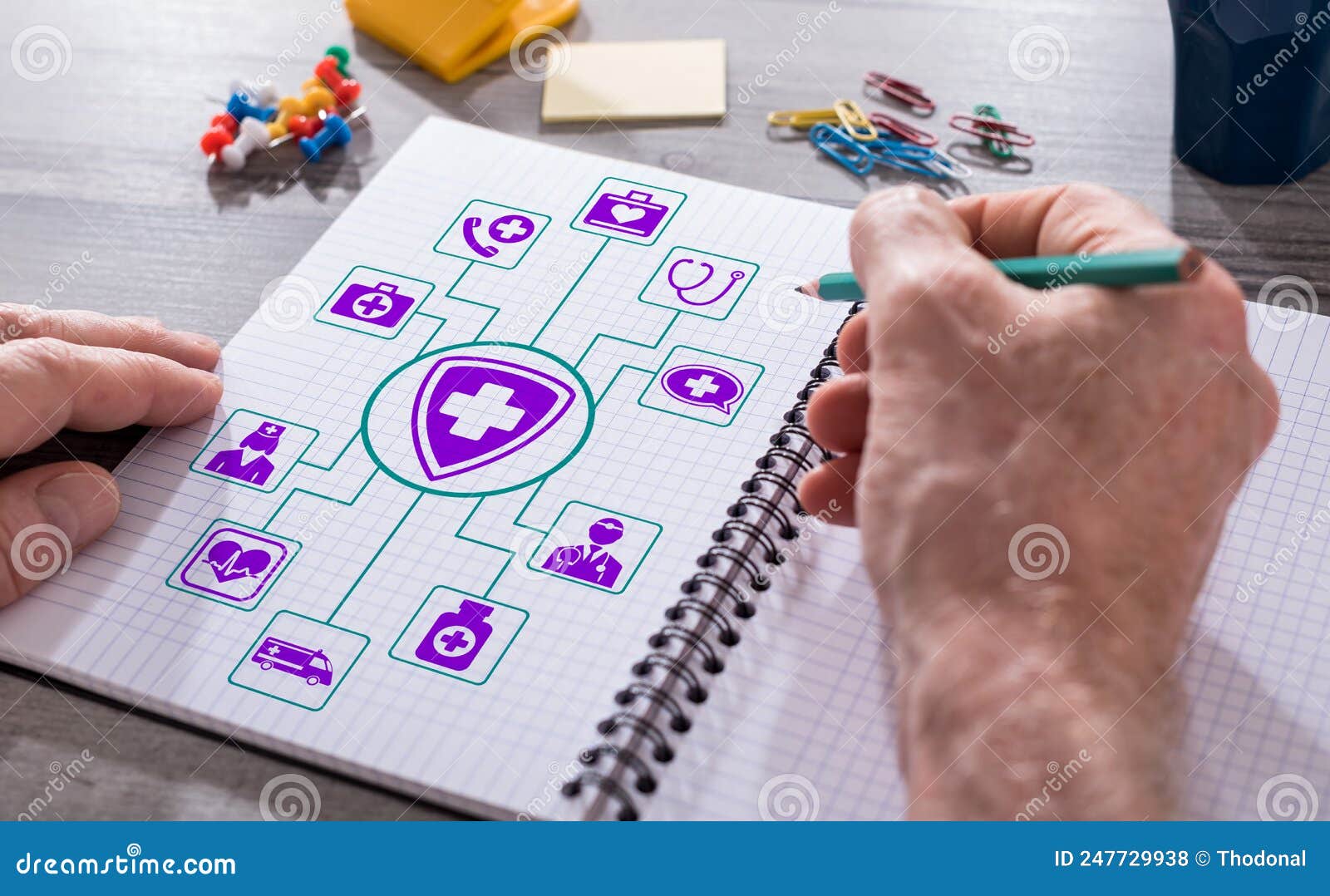 Health Protection Concept on a Notepad Stock Photo - Image of protect ...