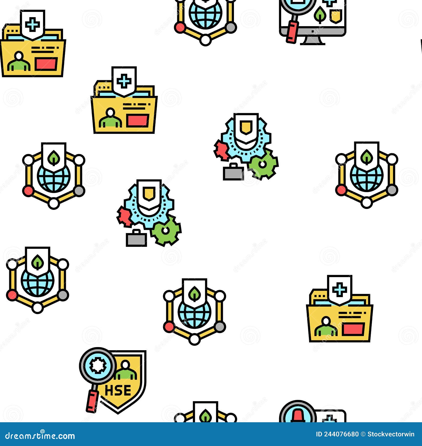 Health Safety Environment Hse Vector Seamless Pattern Stock Vector ...