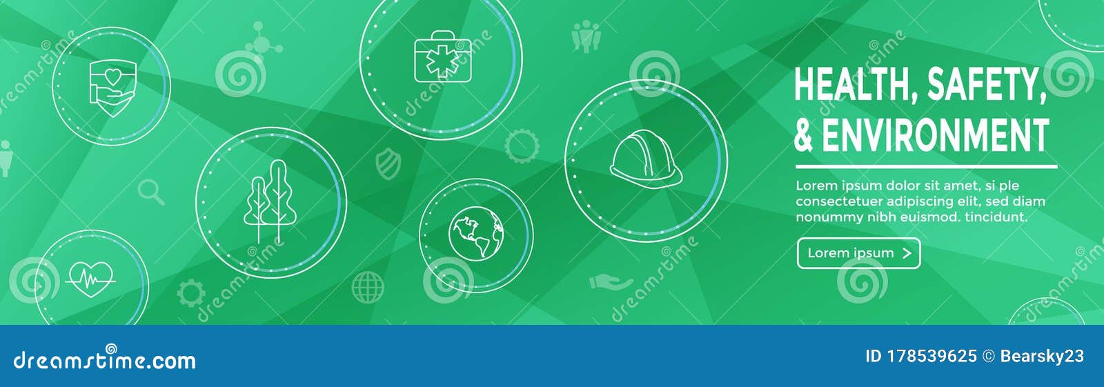 Health Safety and Environment Icon Set & Web Header Banner Stock Vector ...