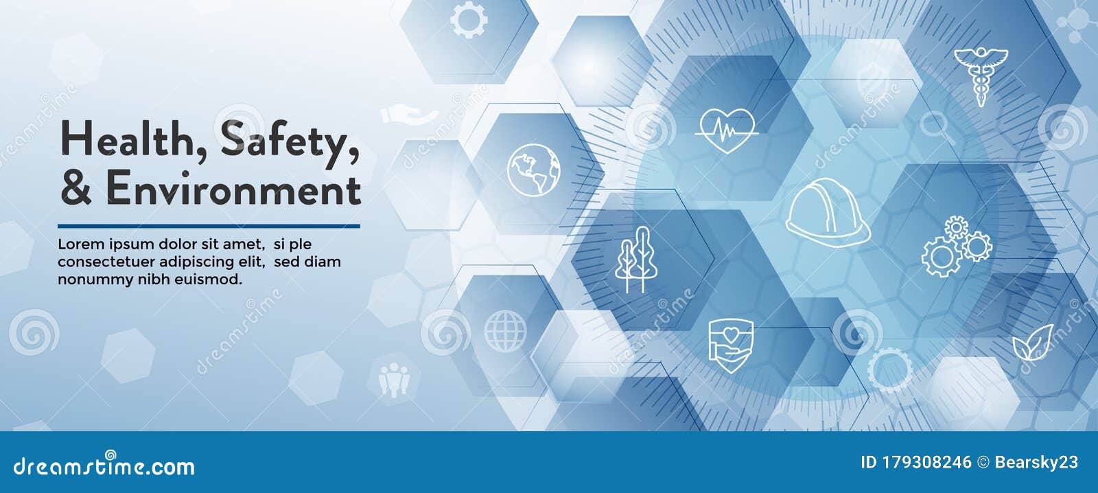 Health Safety and Environment Icon Set & Web Header Banner Stock Vector ...