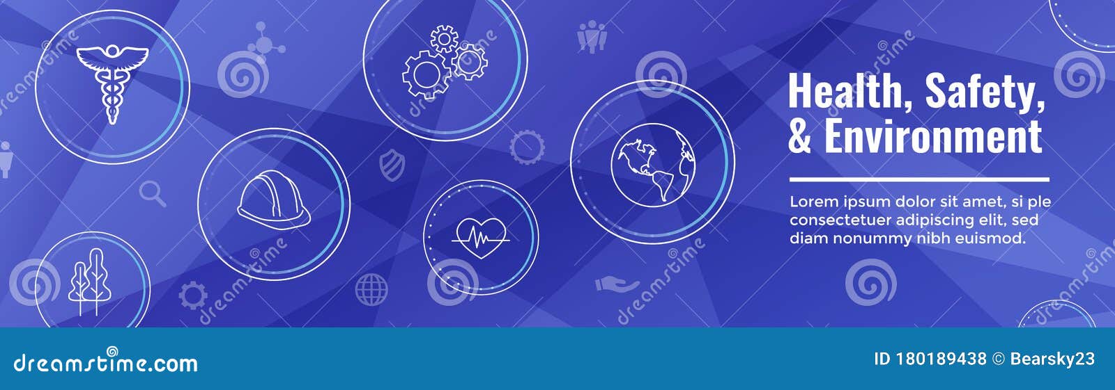 Health Safety and Environment Icon Set & Web Header Banner Stock Vector ...
