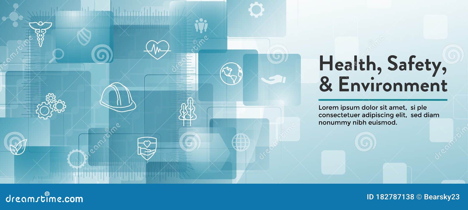 Health Safety and Environment Icon Set & Web Header Banner Stock Vector ...