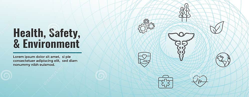 Health Safety and Environment Icon Set & Web Header Banner Stock Vector ...