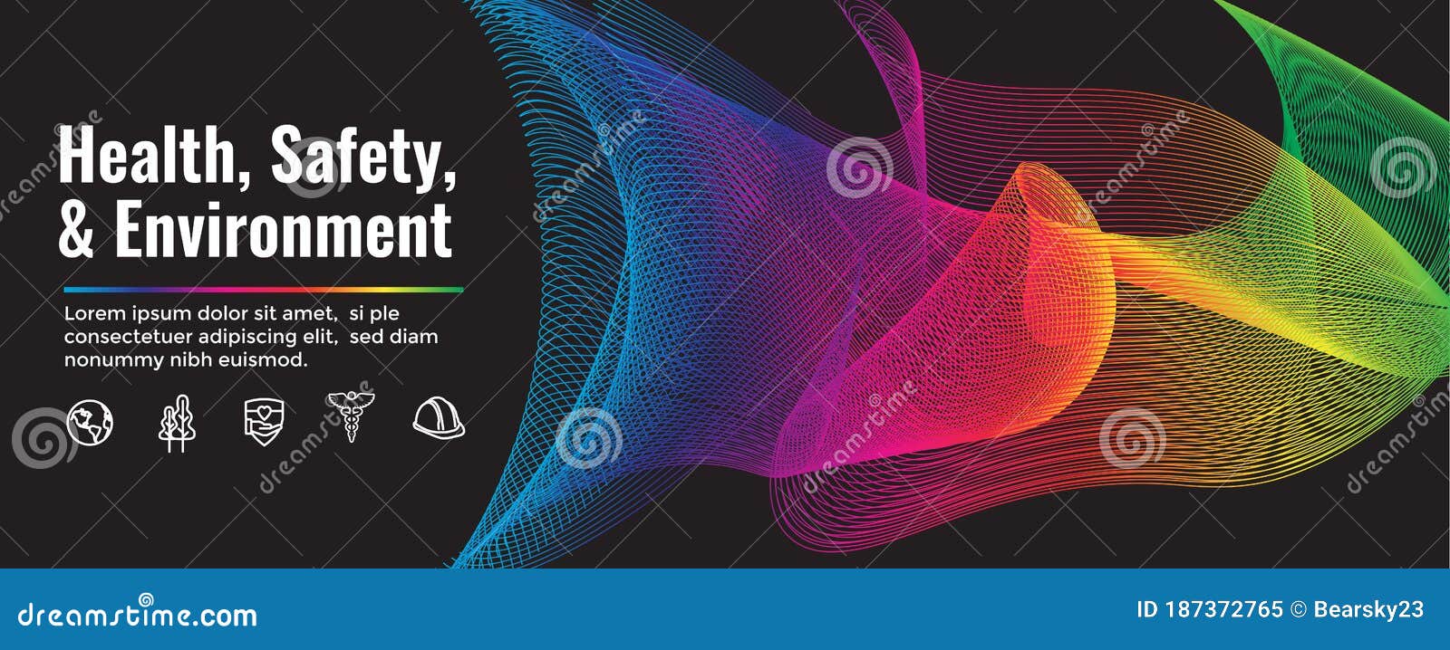 Health Safety and Environment Icon Set & Web Header Banner Stock Vector ...