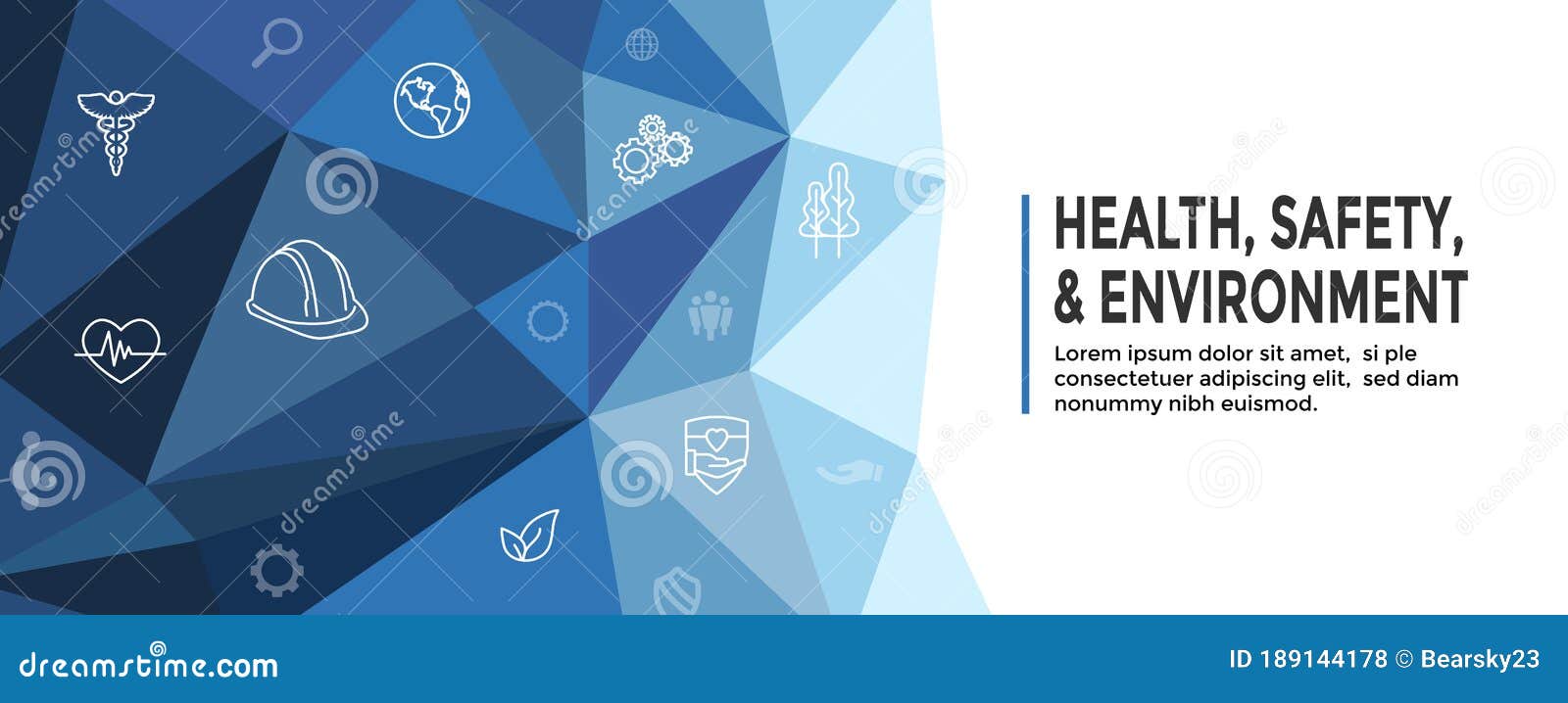 Health Safety and Environment Icon Set & Web Header Banner Stock Vector ...
