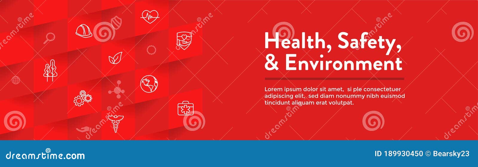 Health Safety And Environment Icon Set & Web Header Banner Vector ...