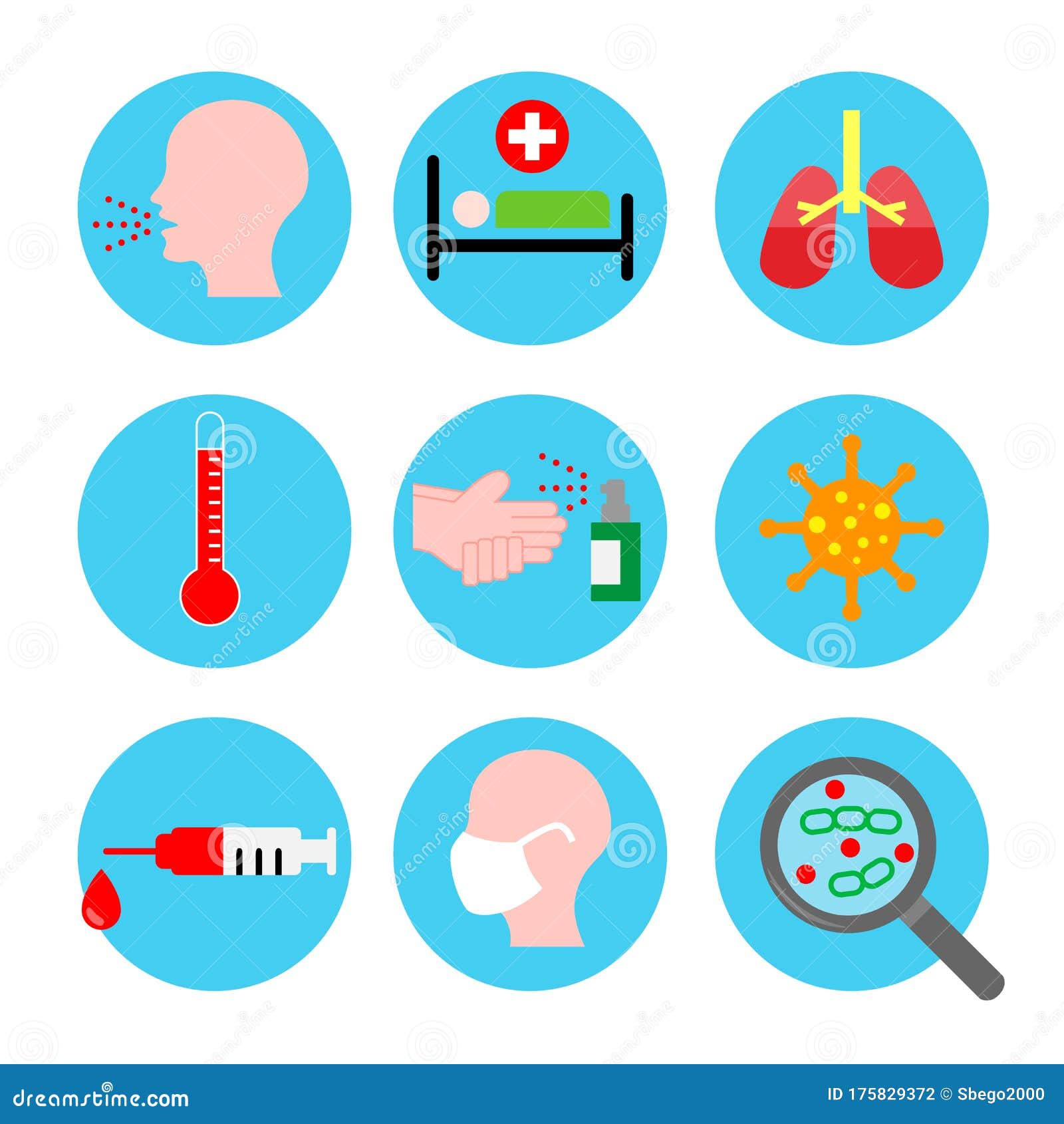Health and Sanitation Icons Stock Vector - Illustration of thermometer ...