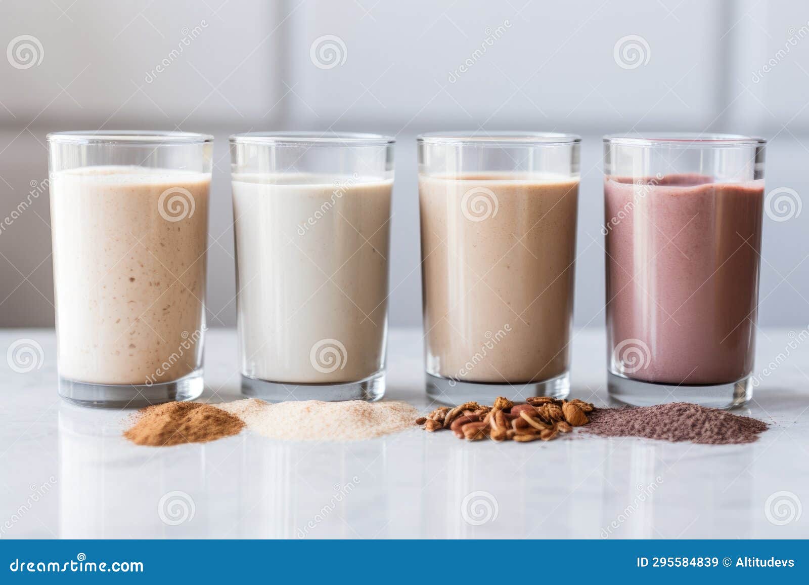 Health Shakes in Various Stages of Preparation Stock Image - Image of ...