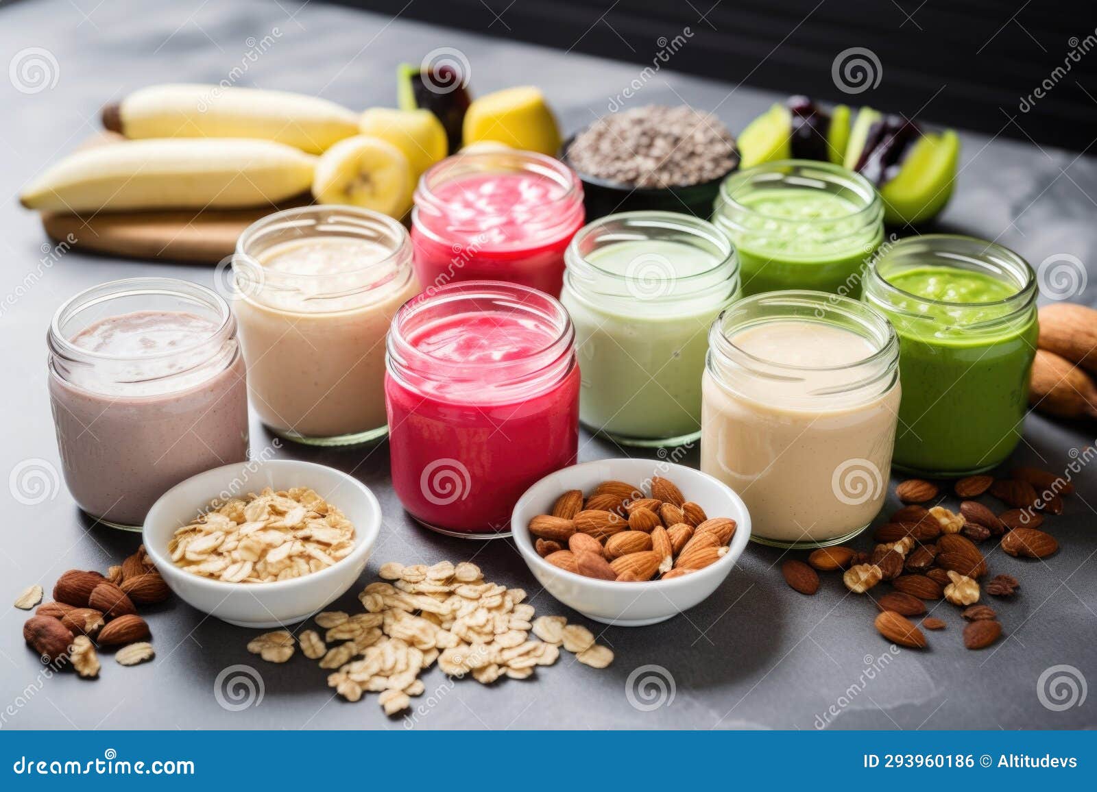 Health Shakes in Various Stages of Preparation Stock Photo - Image of ...