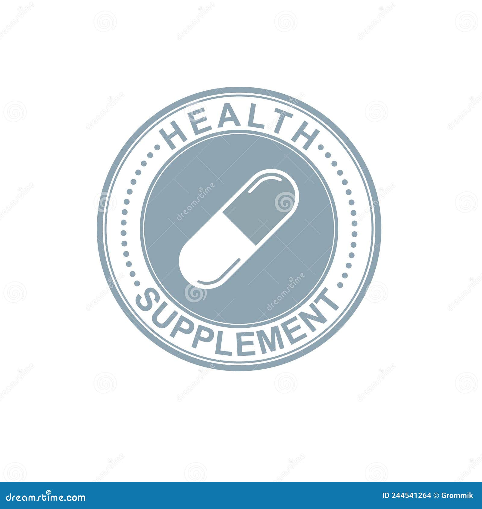 Health Supplement in the Form of a Round Stamp Impression. a Capsule ...