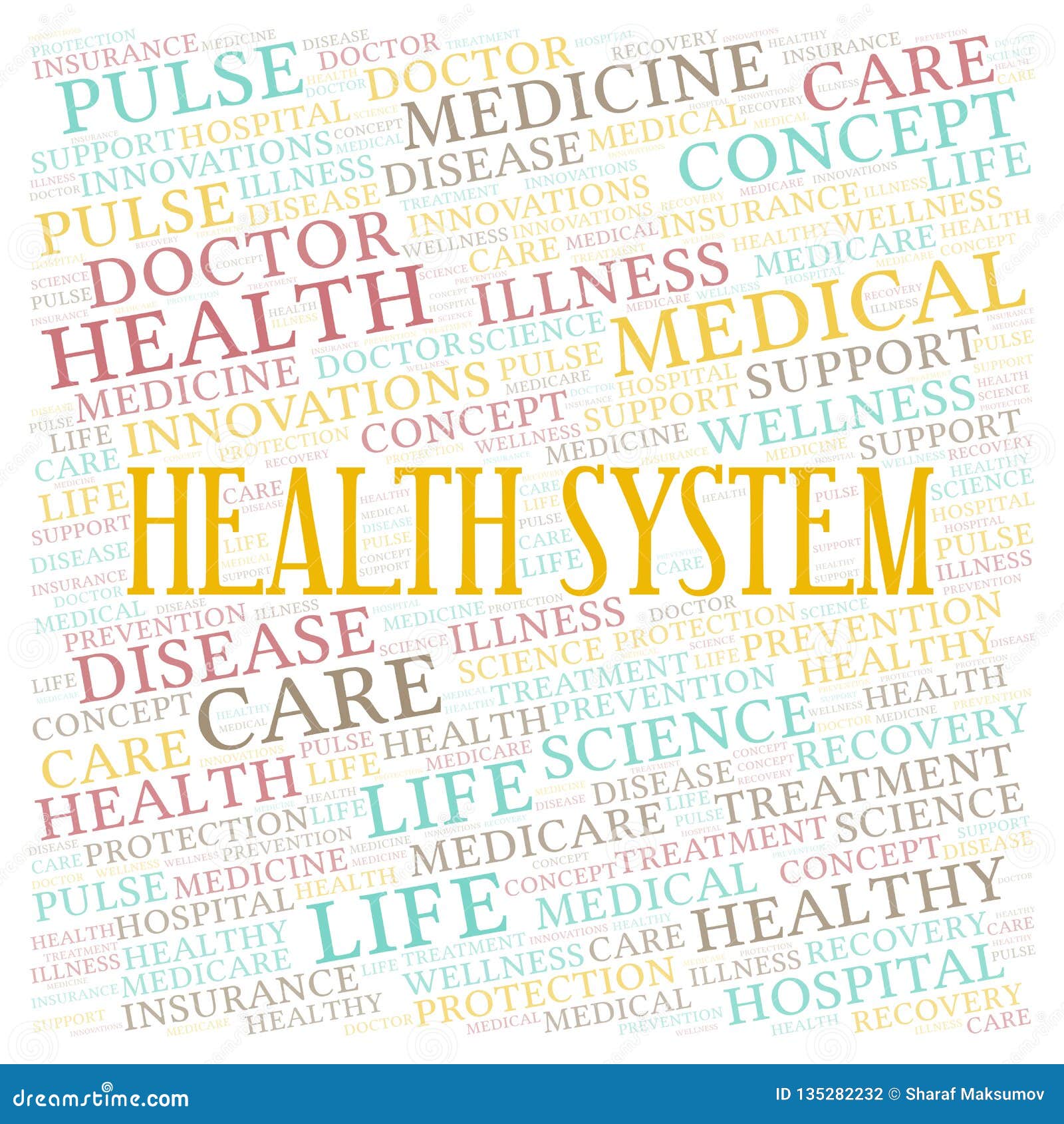 Health System word cloud stock illustration. Illustration of tagcloud ...