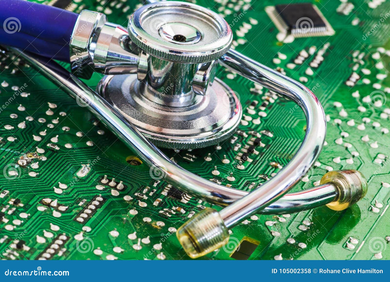 Health and Technology Stethoscope on Circuit Board Stock Photo - Image ...