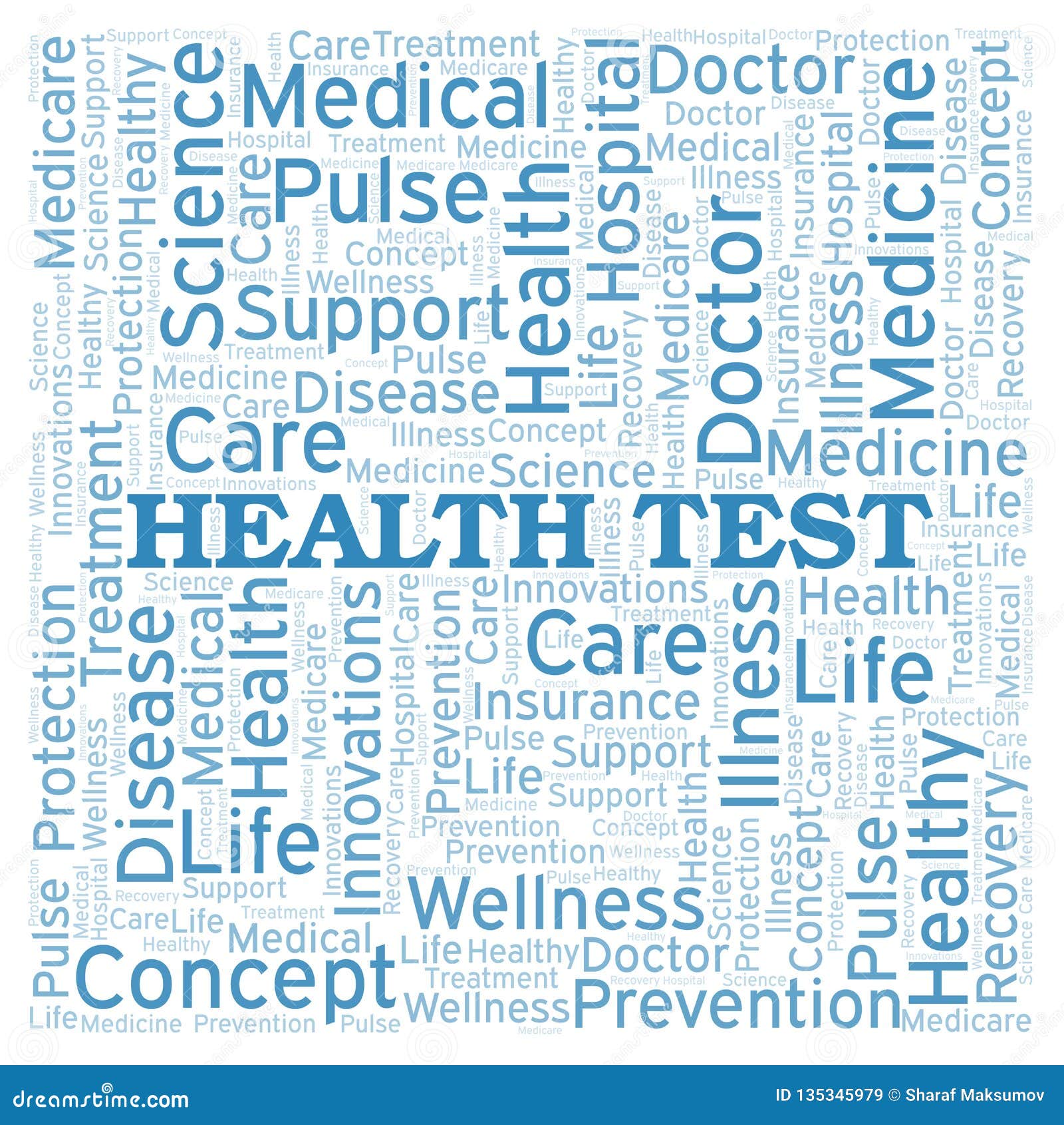 Health Test word cloud stock illustration. Illustration of medical ...