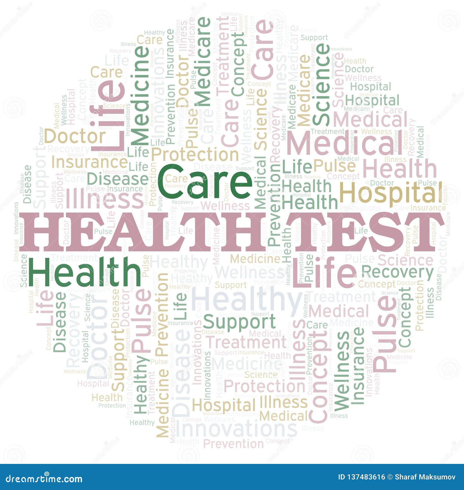 Health Test word cloud stock illustration. Illustration of word - 137483616