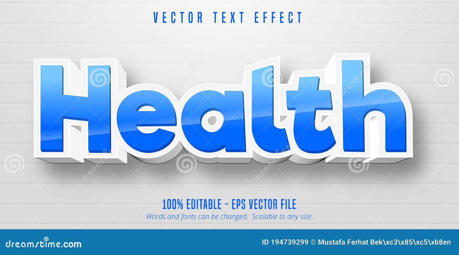 Health Text, Cartoon Style Editable Text Effect Stock Vector ...