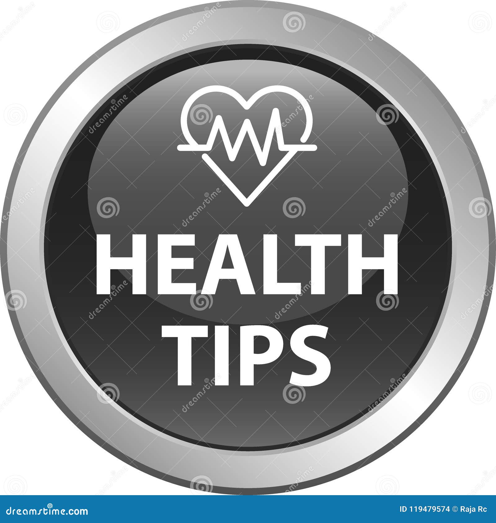 Health tips button stock vector. Illustration of beat - 119479574