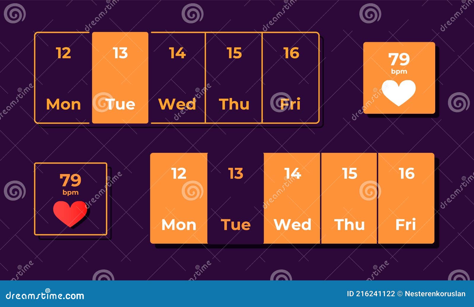 Health Tracker App UI Elements Kit Stock Vector - Illustration of ...