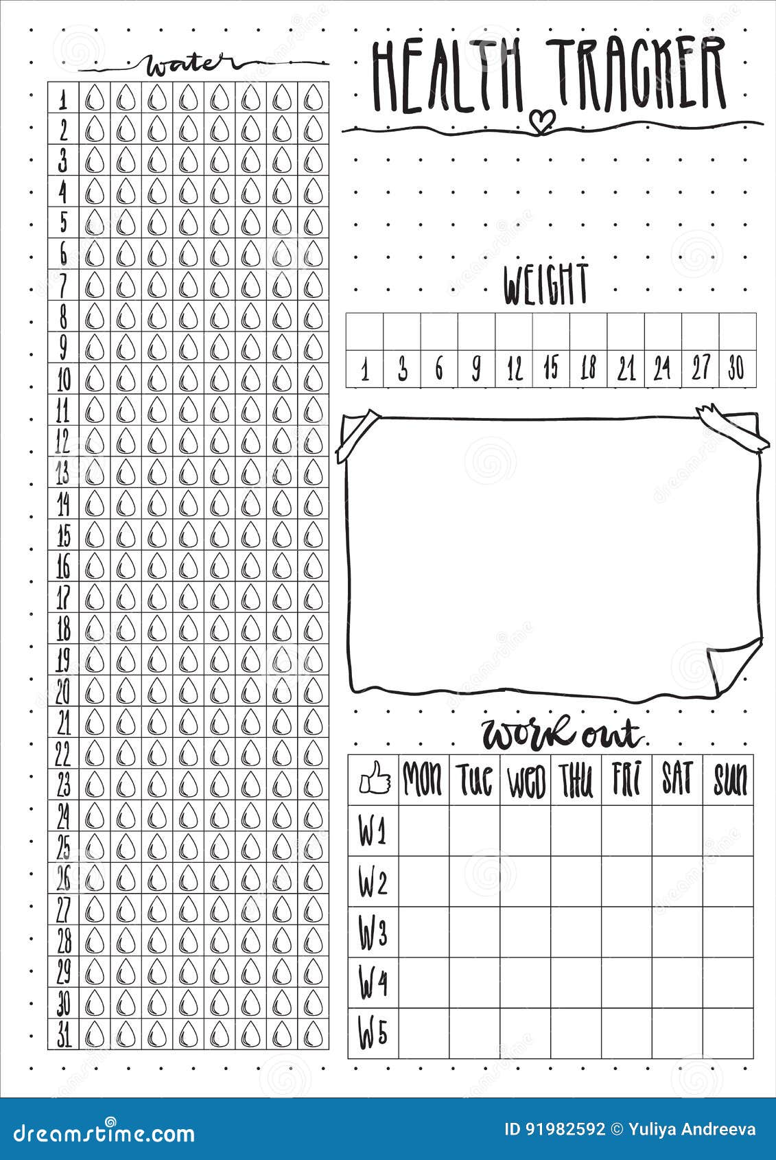 Cute Tracker. Water Hydrate Journal, Mood Notes And Habits Trackers ...