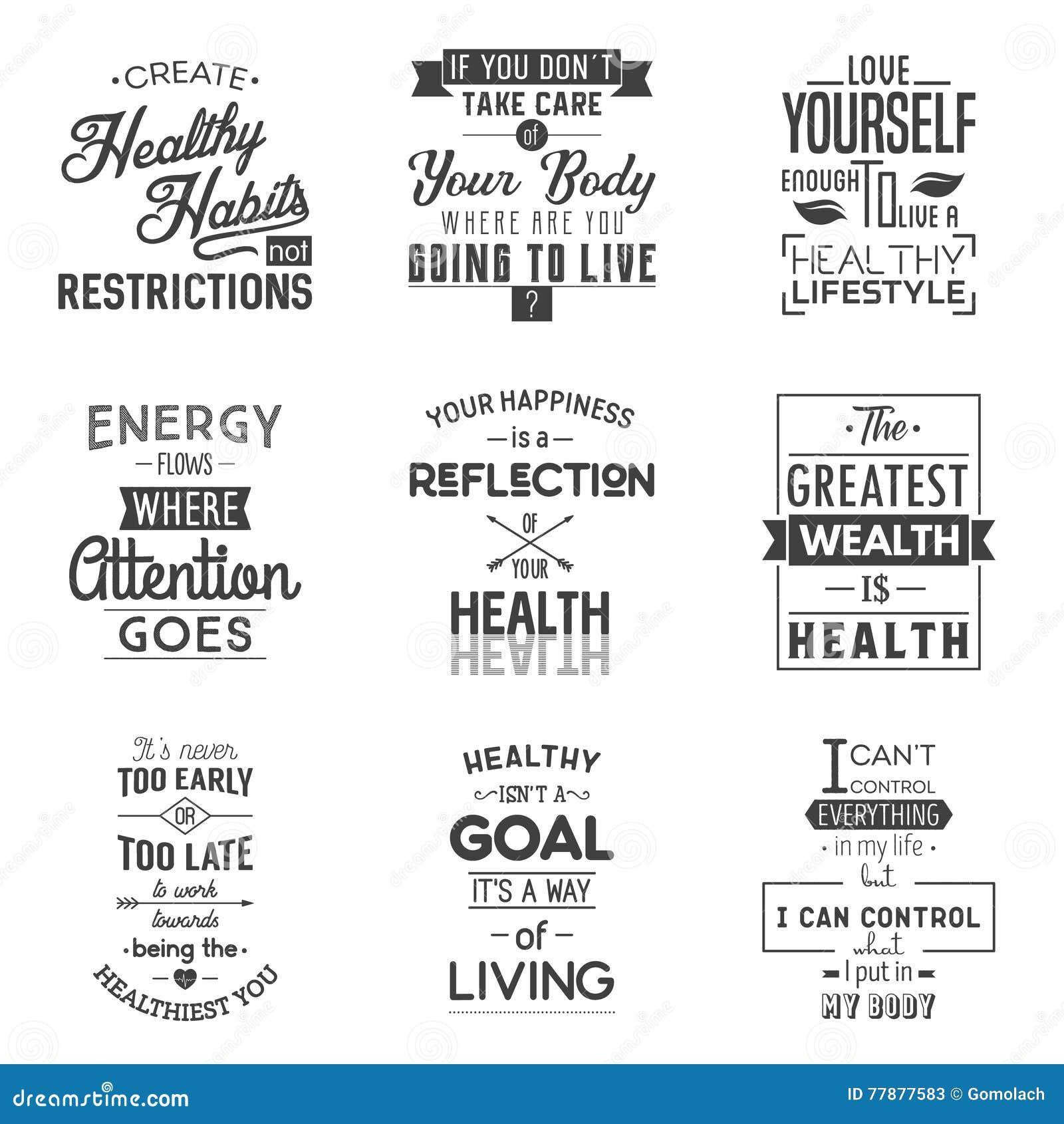 Health. Typography quotes. stock vector. Illustration of concept - 77877583