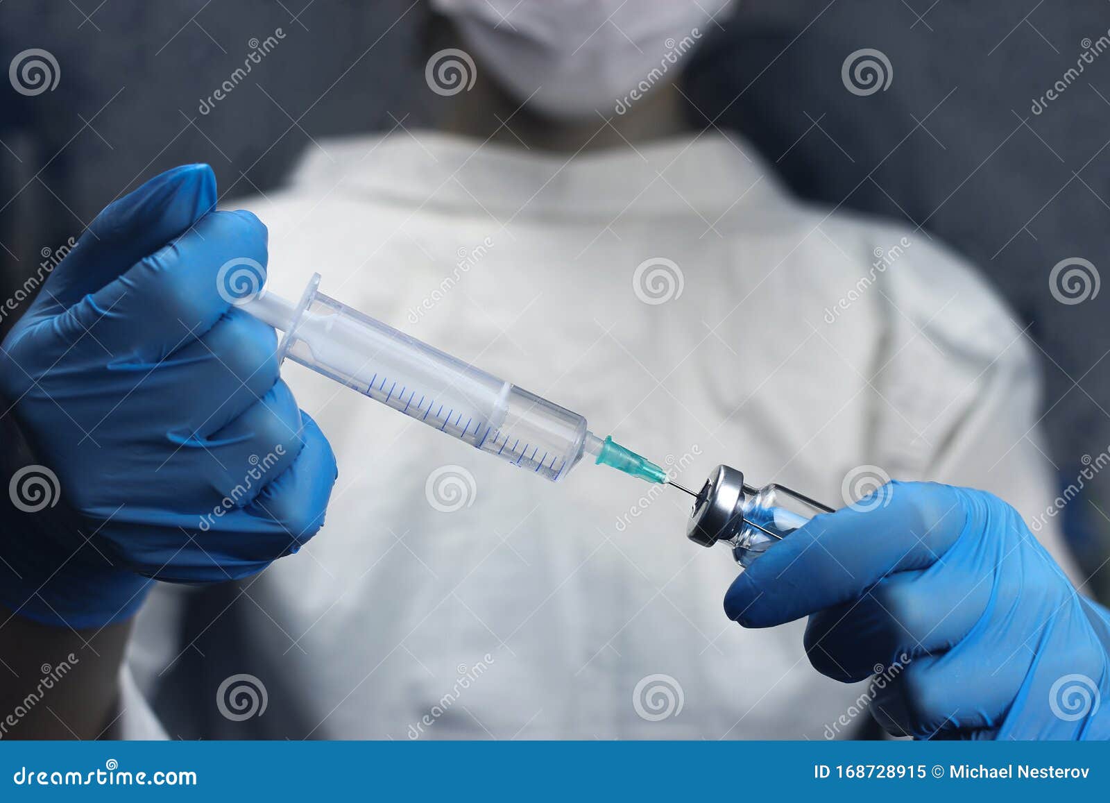Health Worker Dials the Vaccine into a Syringe Stock Image - Image of ...