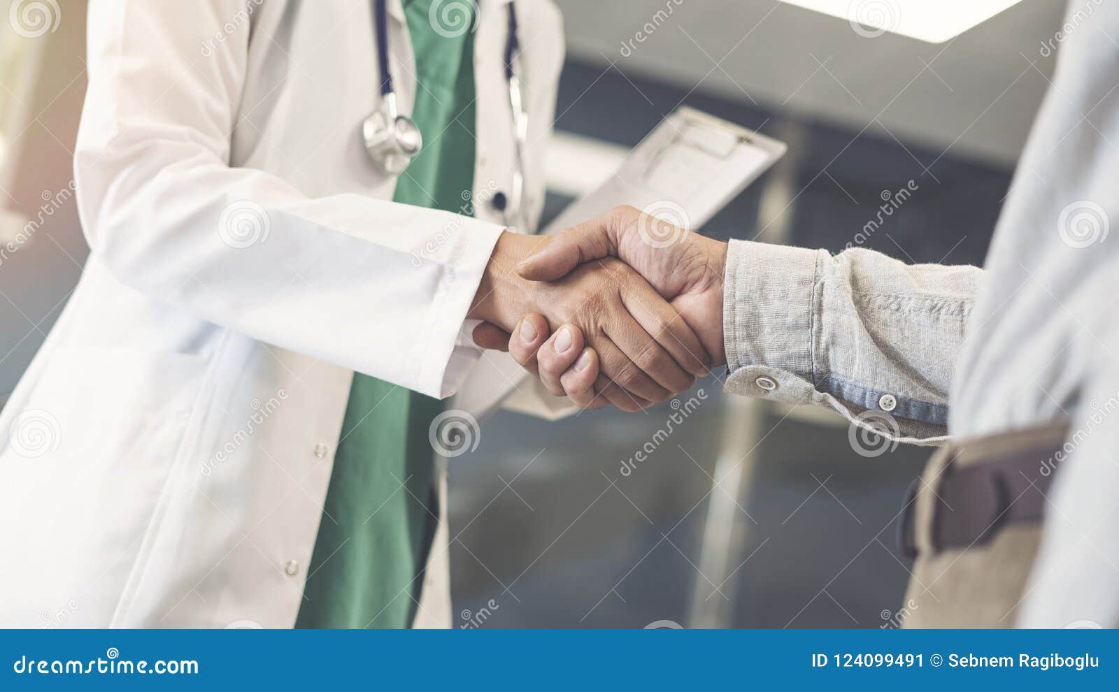 Health Worker and Patient Shaking Hands Stock Image - Image of ...