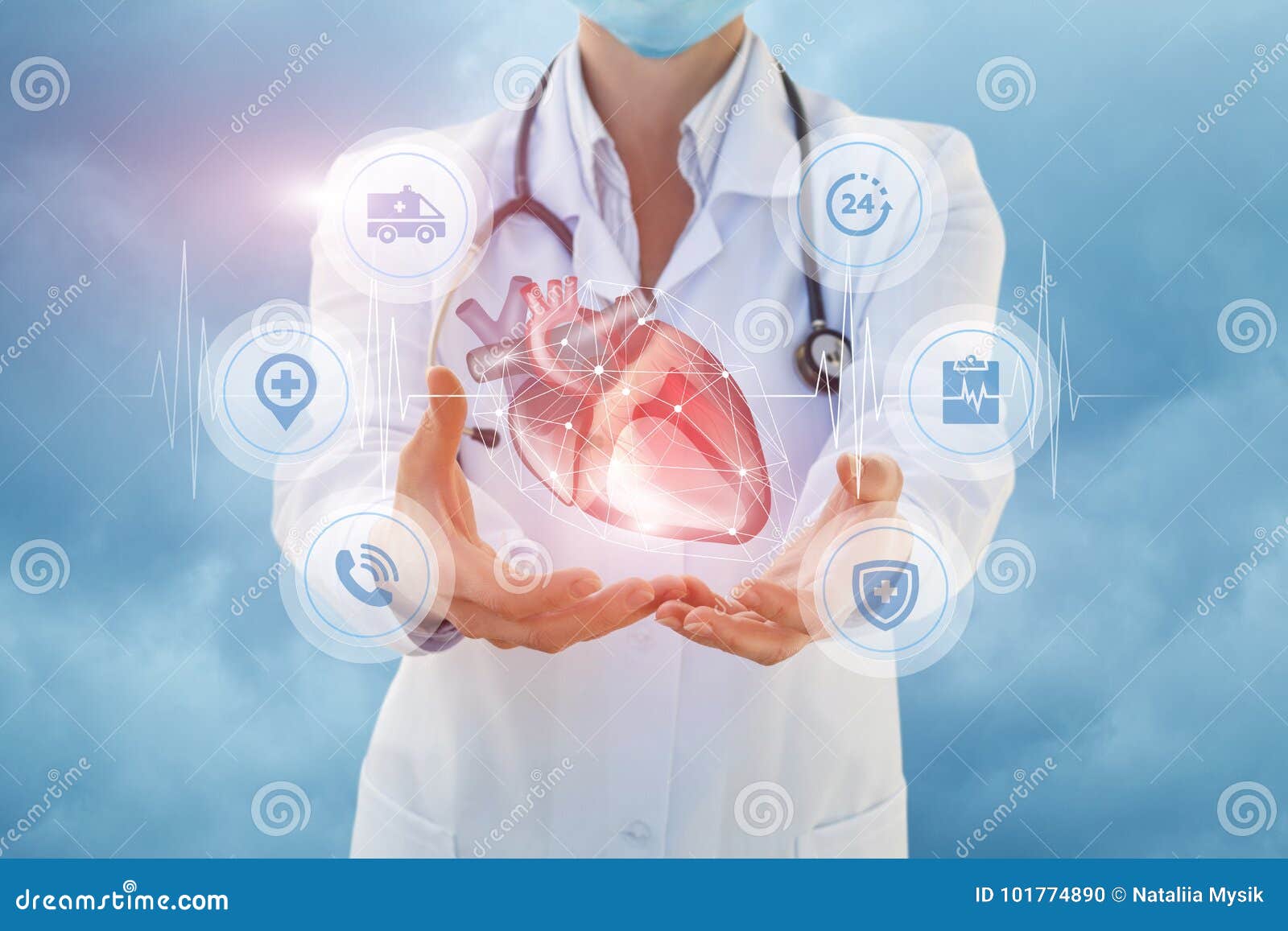 Health Worker Shows a Heart in Hands. Stock Photo - Image of cardiac ...