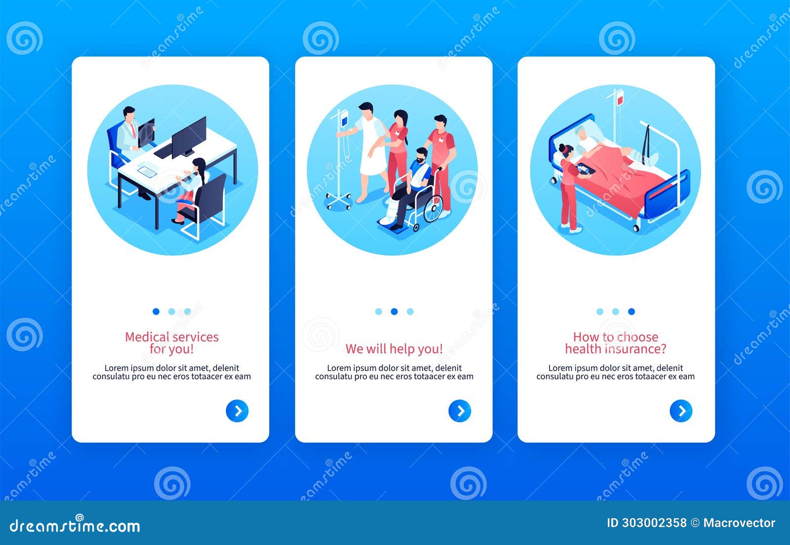 Health Workers App Design in Isometric View Stock Illustration ...