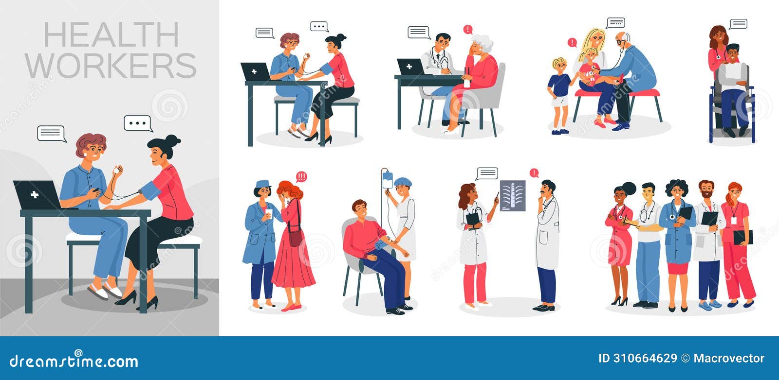 Health Workers Icons and Illustration in Flat Design Stock Illustration ...