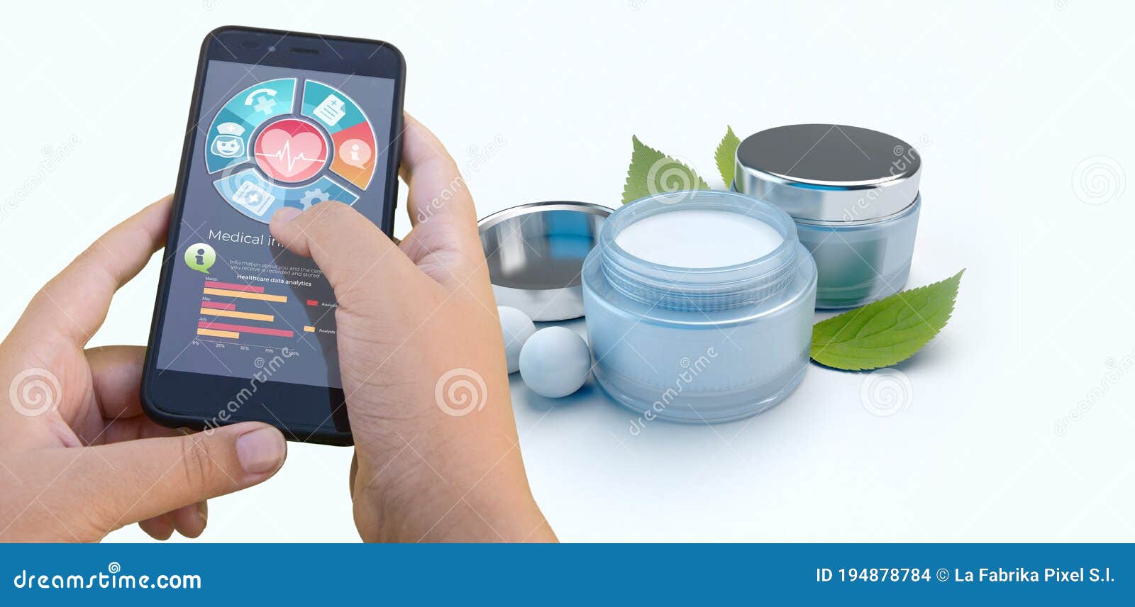 Healthcare app and cream stock photo. Image of health - 194878784