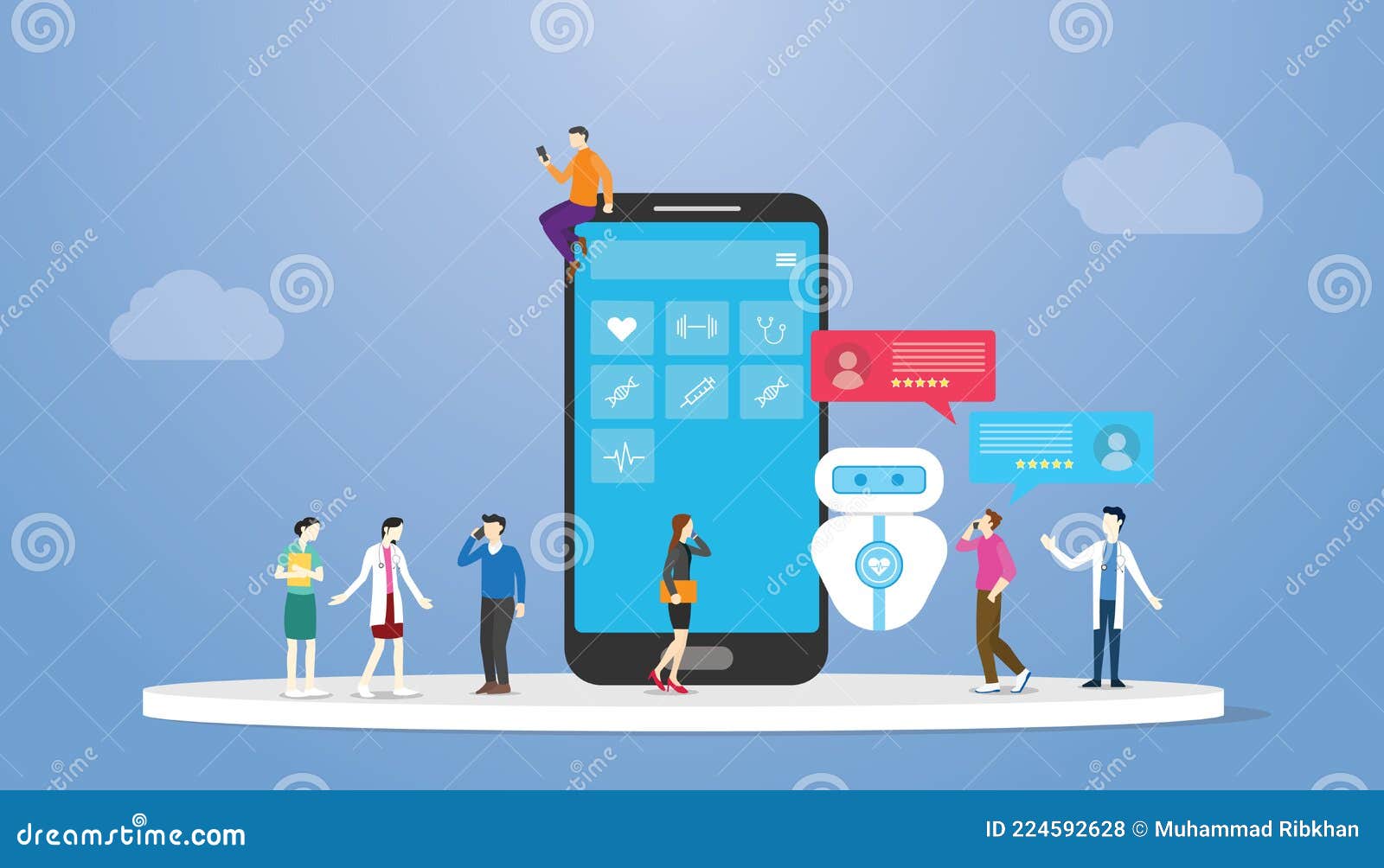 Healthcare Chatbot Technology Concept with Modern Flat Style Stock ...