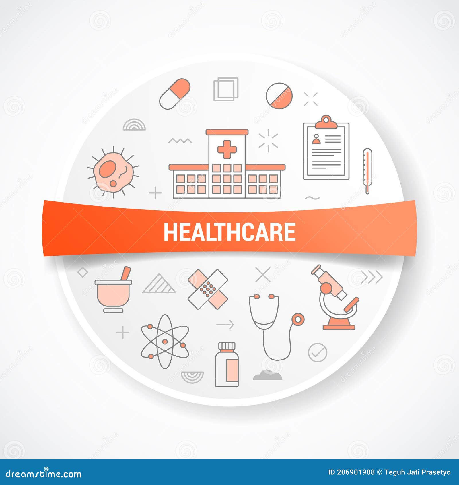 Healthcare Concept with Icon Concept with Round or Circle Shape Stock ...