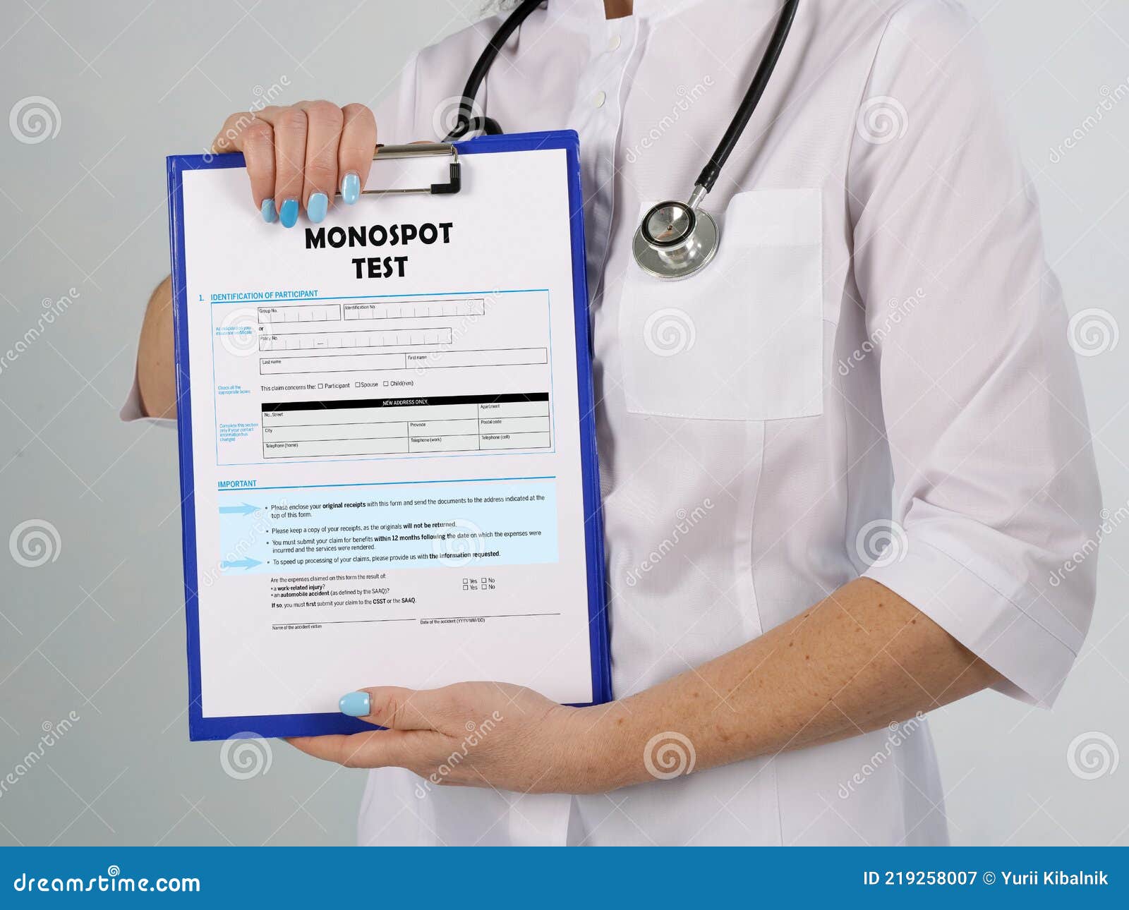 Healthcare Concept Meaning MONOSPOT TEST with Phrase on the Sheet Stock ...