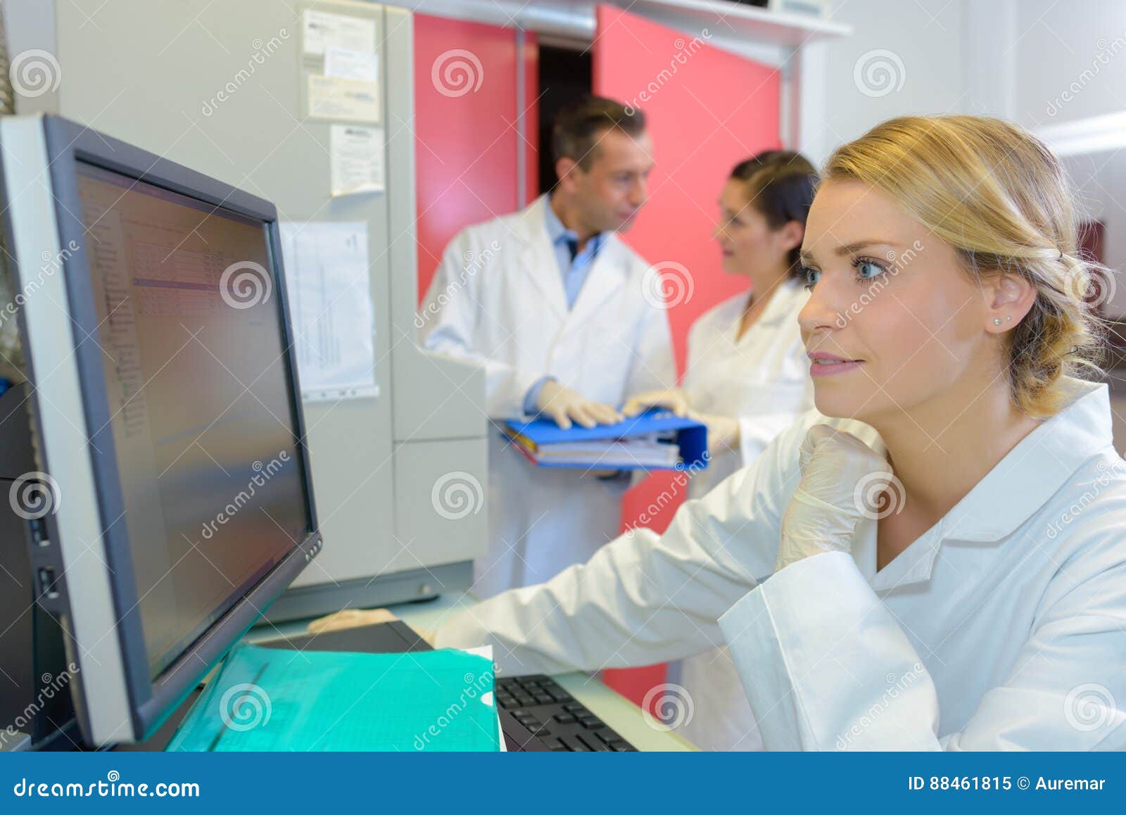 Healthcare Provider Using Computer Stock Image - Image of coat ...