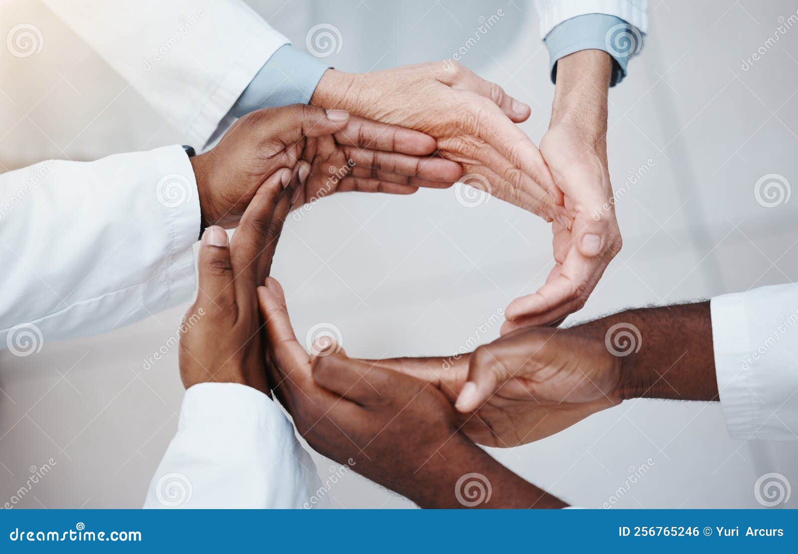 Healthcare, Teamwork and Doctors Hands in a Circle for Support, Trust ...