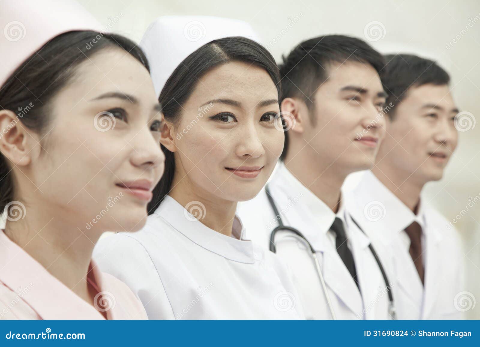 Healthcare Workers Standing in a Row, China Stock Photo - Image of ...