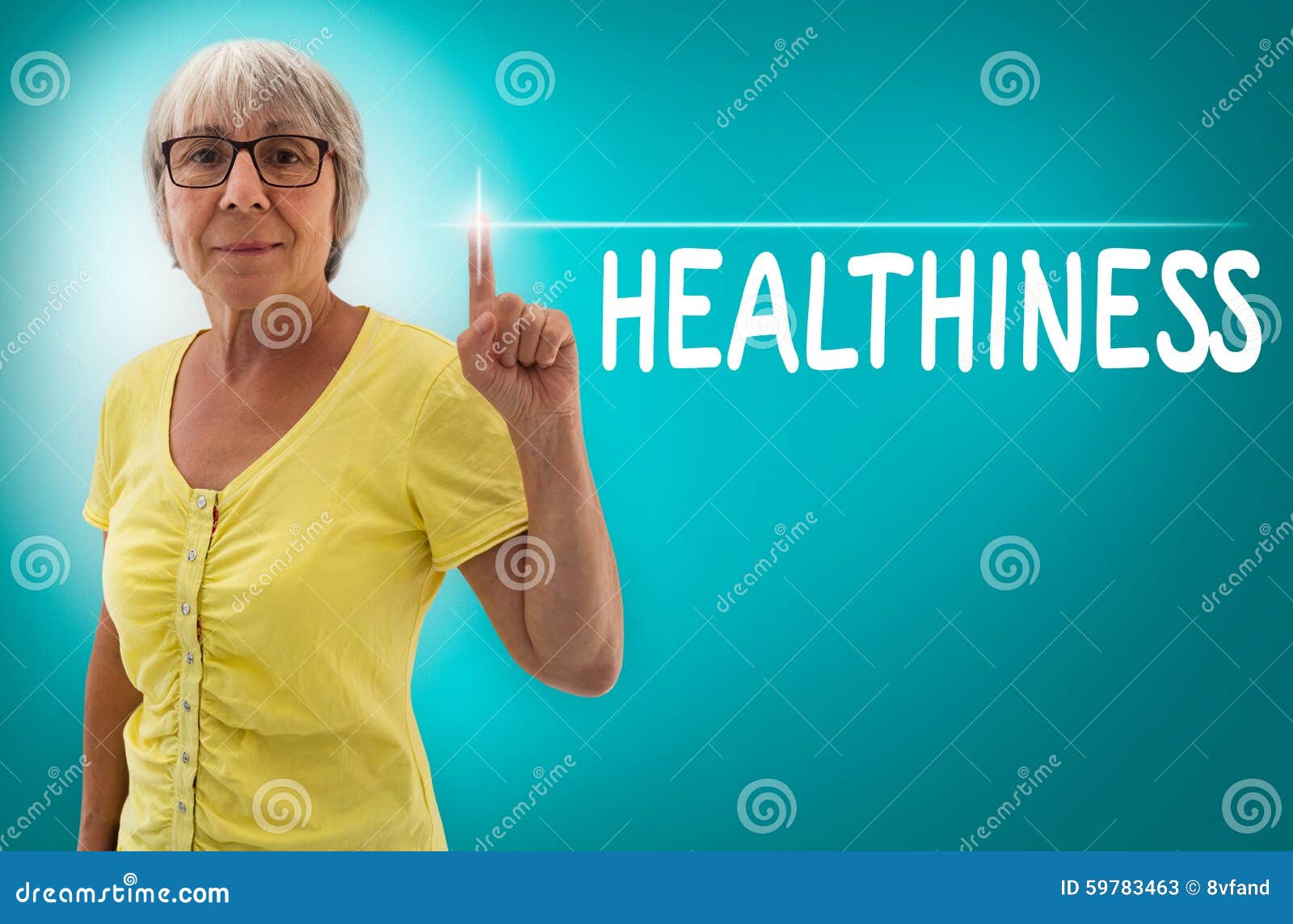 Healthiness Touchscreen Shown by Senior Concept Stock Image - Image of ...