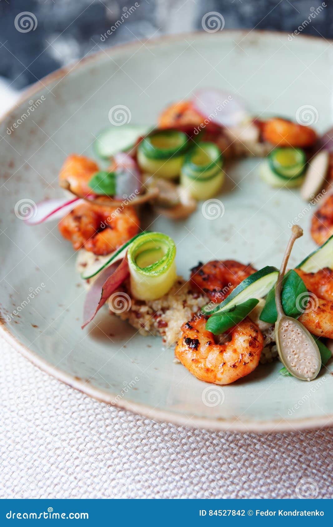Healthy Appetizer with Quinoa and Seafood Stock Photo - Image of radish ...