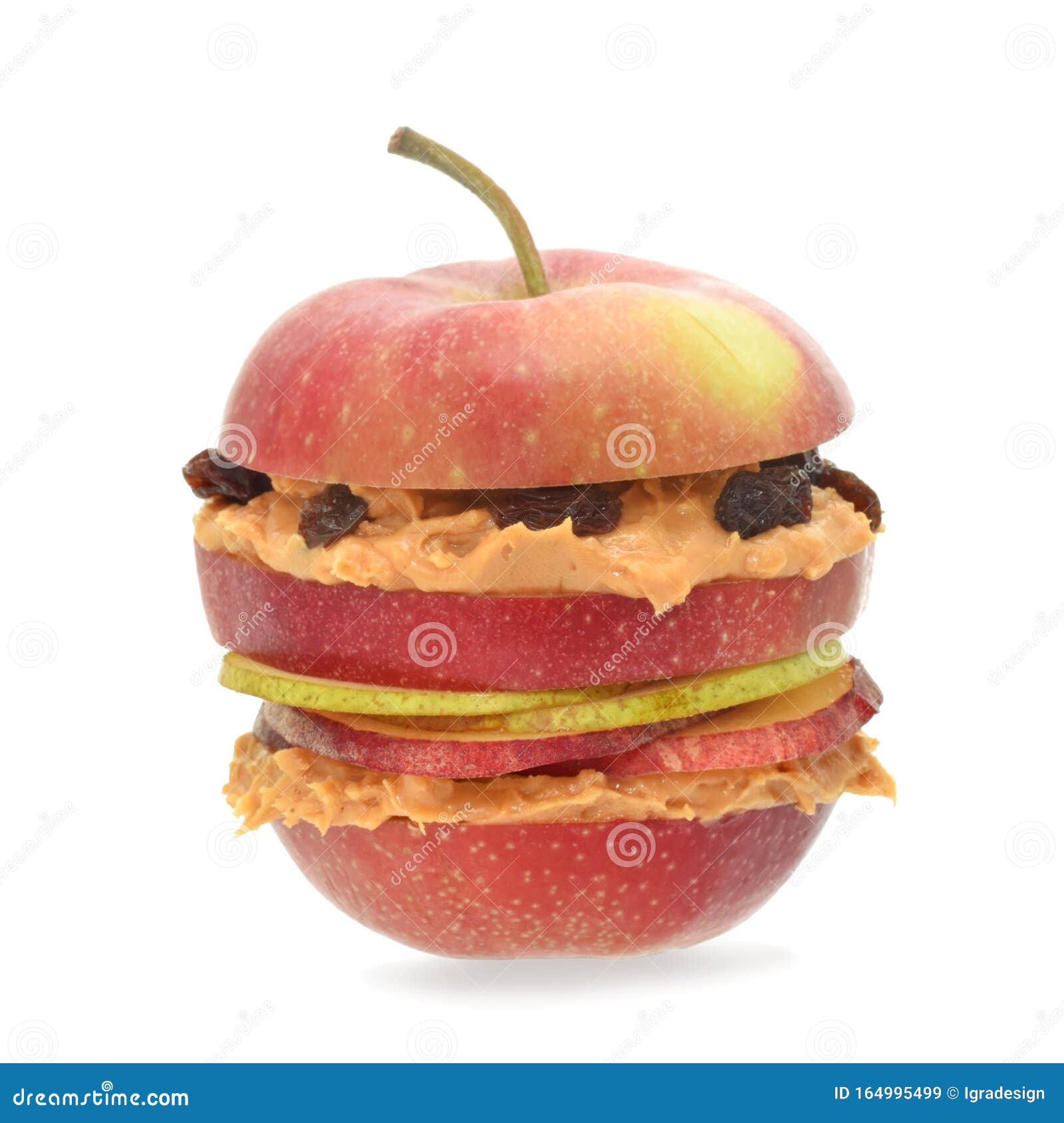 Healthy Apple Burger with Peanut Butter Stock Image - Image of slice ...