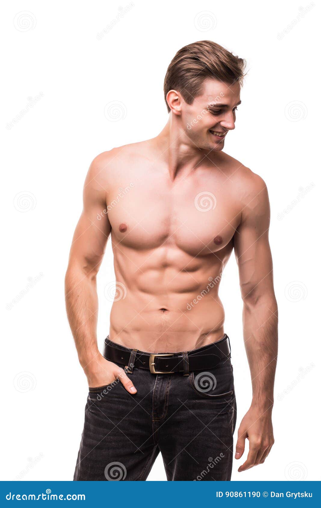 Healthy Athlete Body with Nice Muscle on White Backgound Stock Photo ...