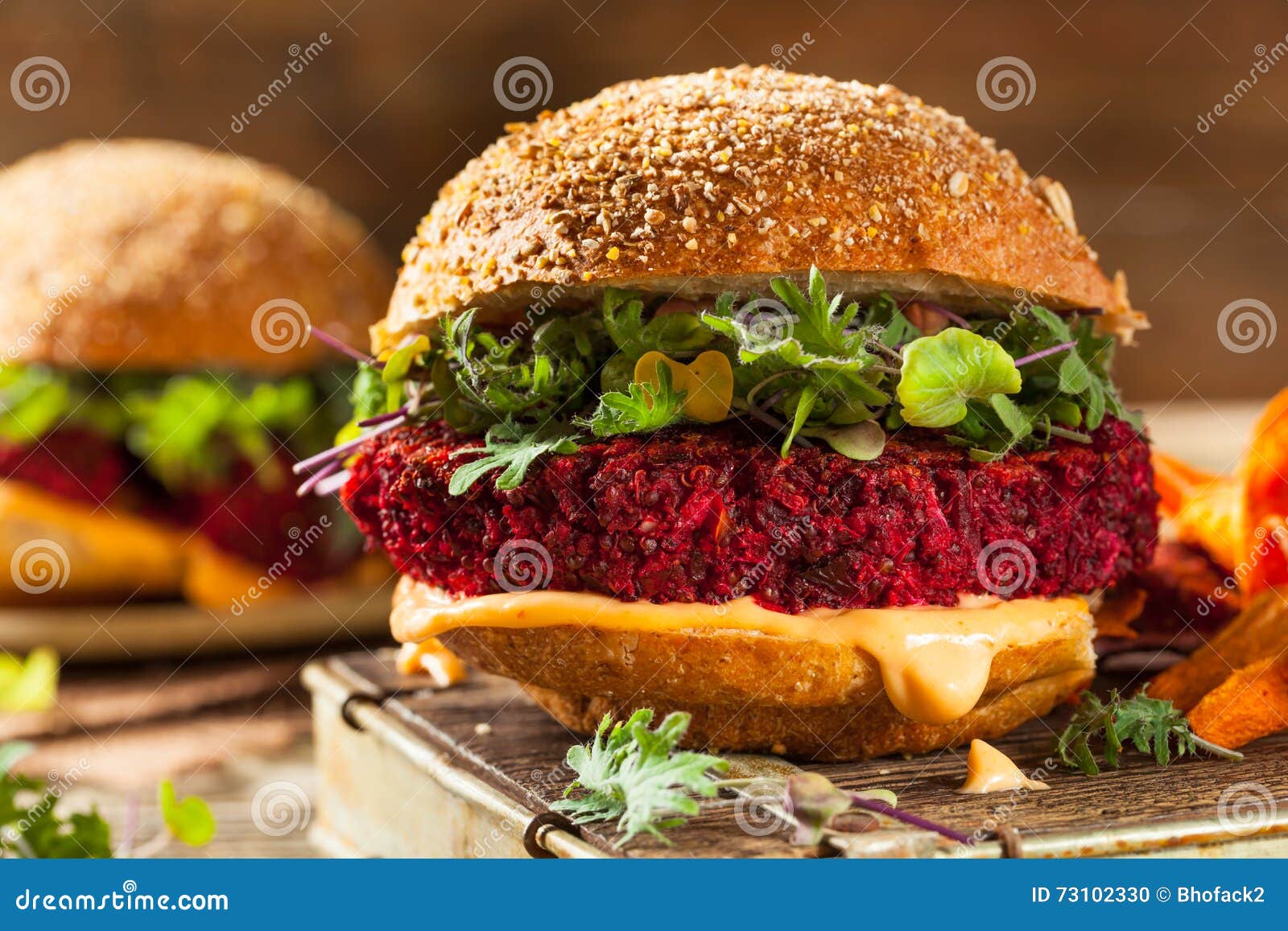 Healthy Baked Red Vegan Beet Burger Stock Photo - Image of meal ...