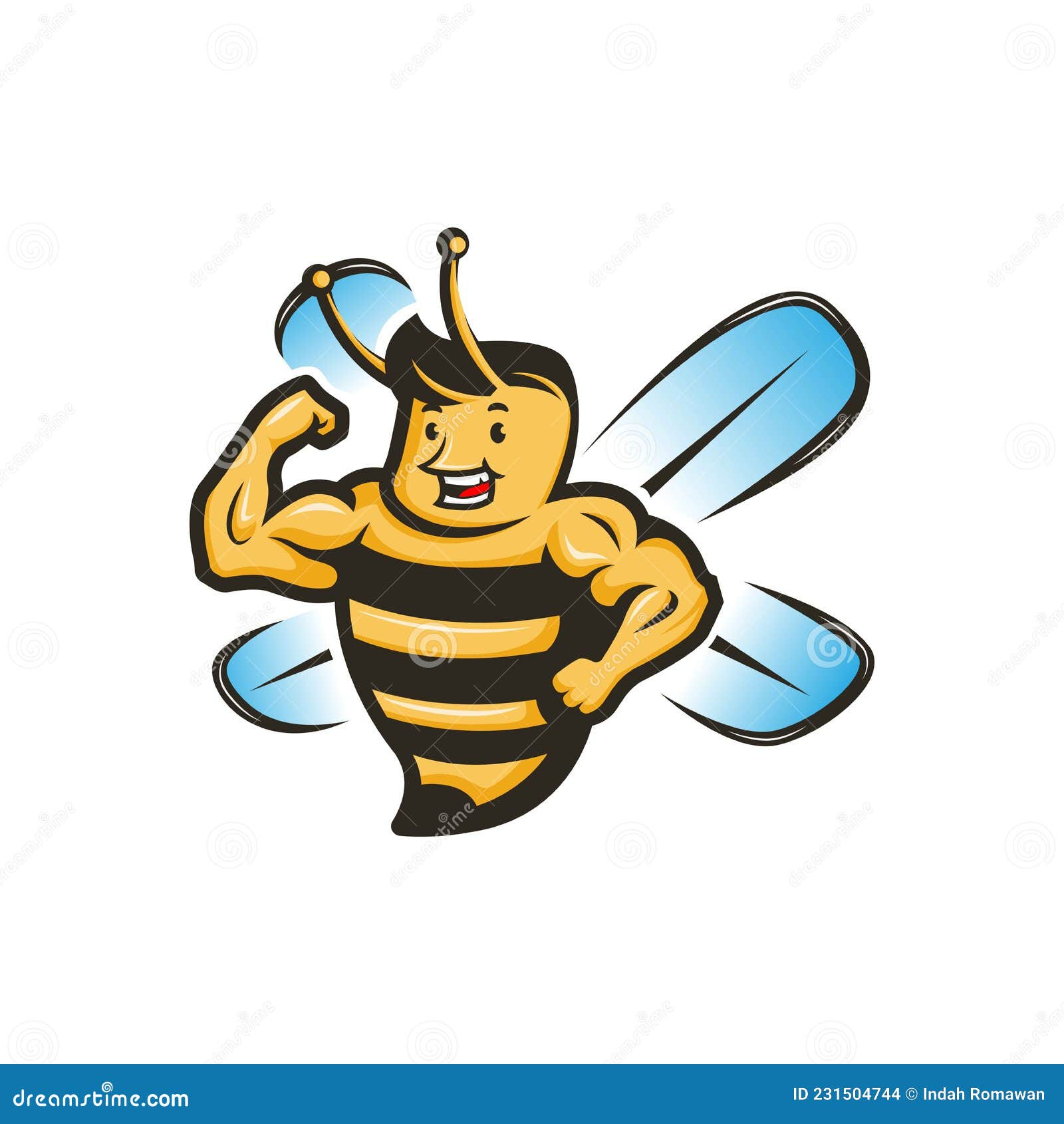 Healthy Bee Vector Mascot Logo Stock Illustration - Illustration of ...