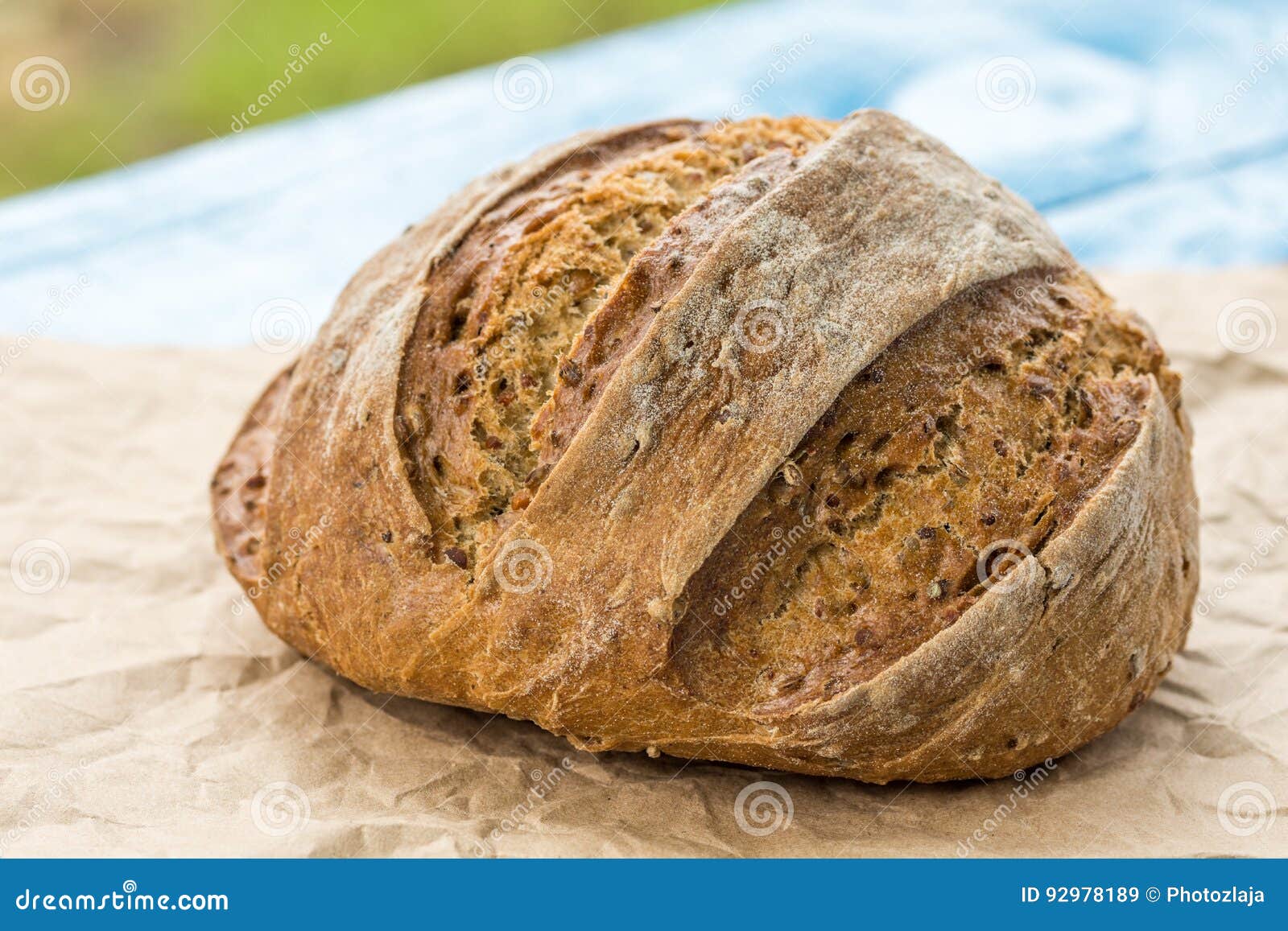 Healthy Black Bread on the Wrinkled Brown Paper Stock Image - Image of ...