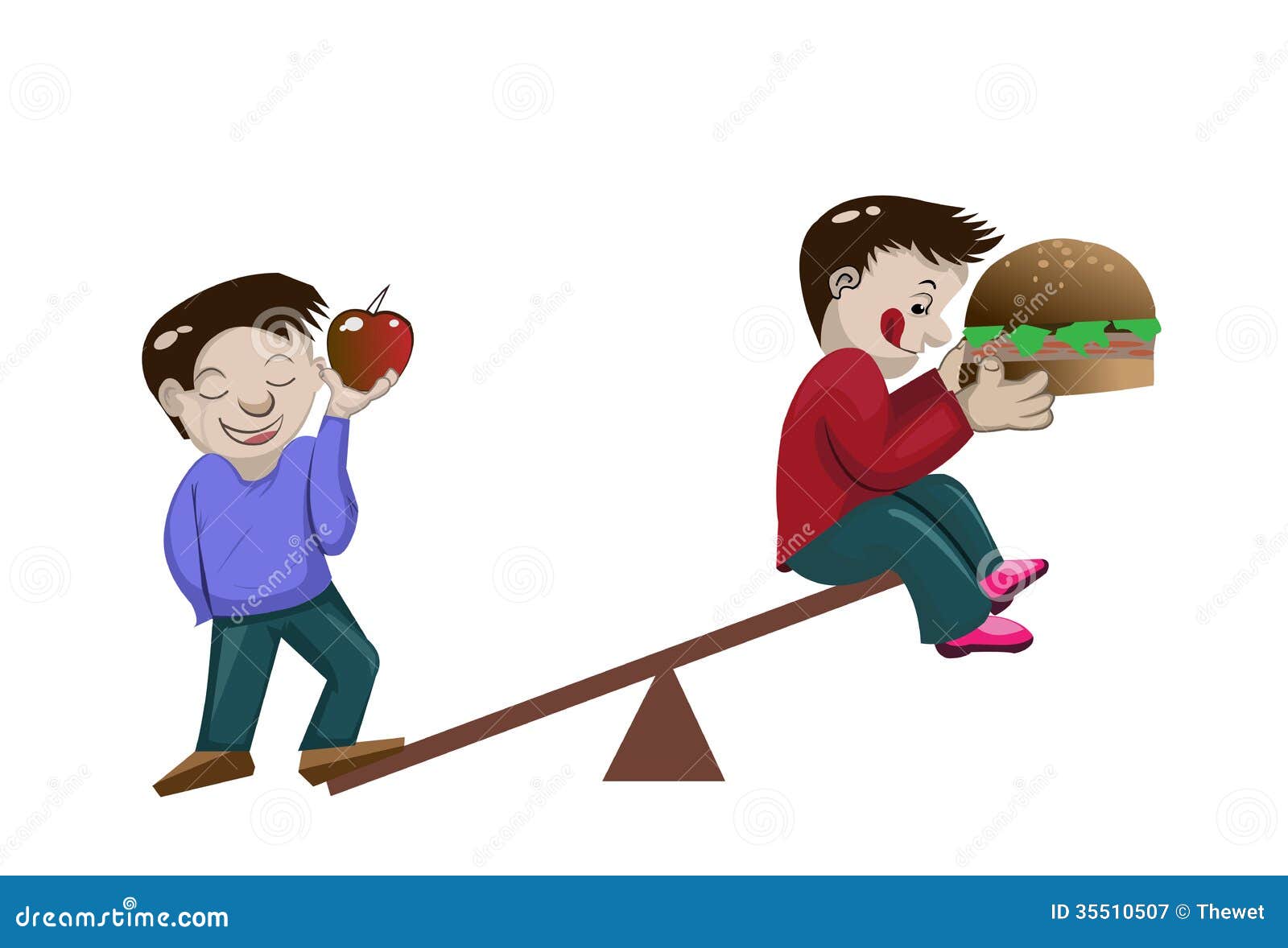 Healthy Boy and Fat Boy on Scale Stock Vector - Illustration of care ...