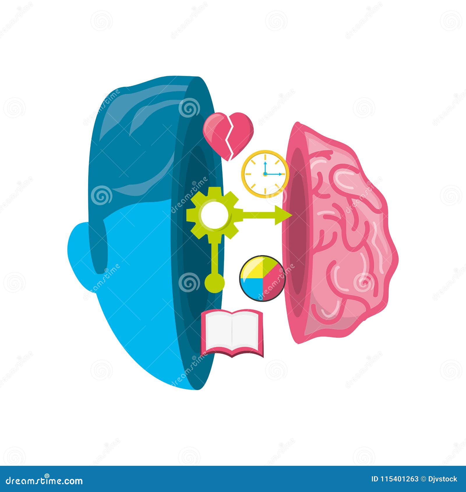 Healthy Brain with Gears Process Work Stock Vector - Illustration of ...